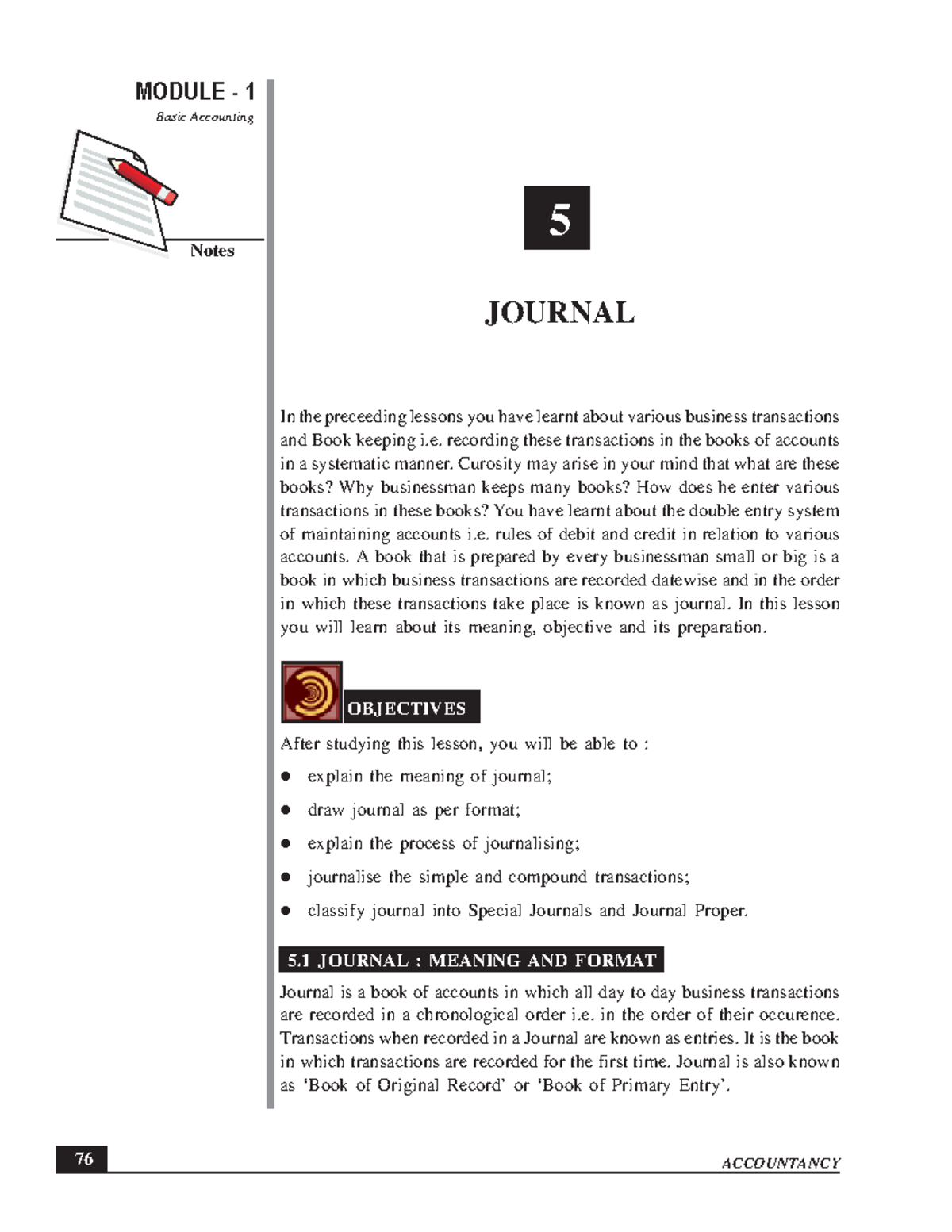 Journal entry problems - MODULE - 1 Notes Journal Basic Accounting 76 5 ...