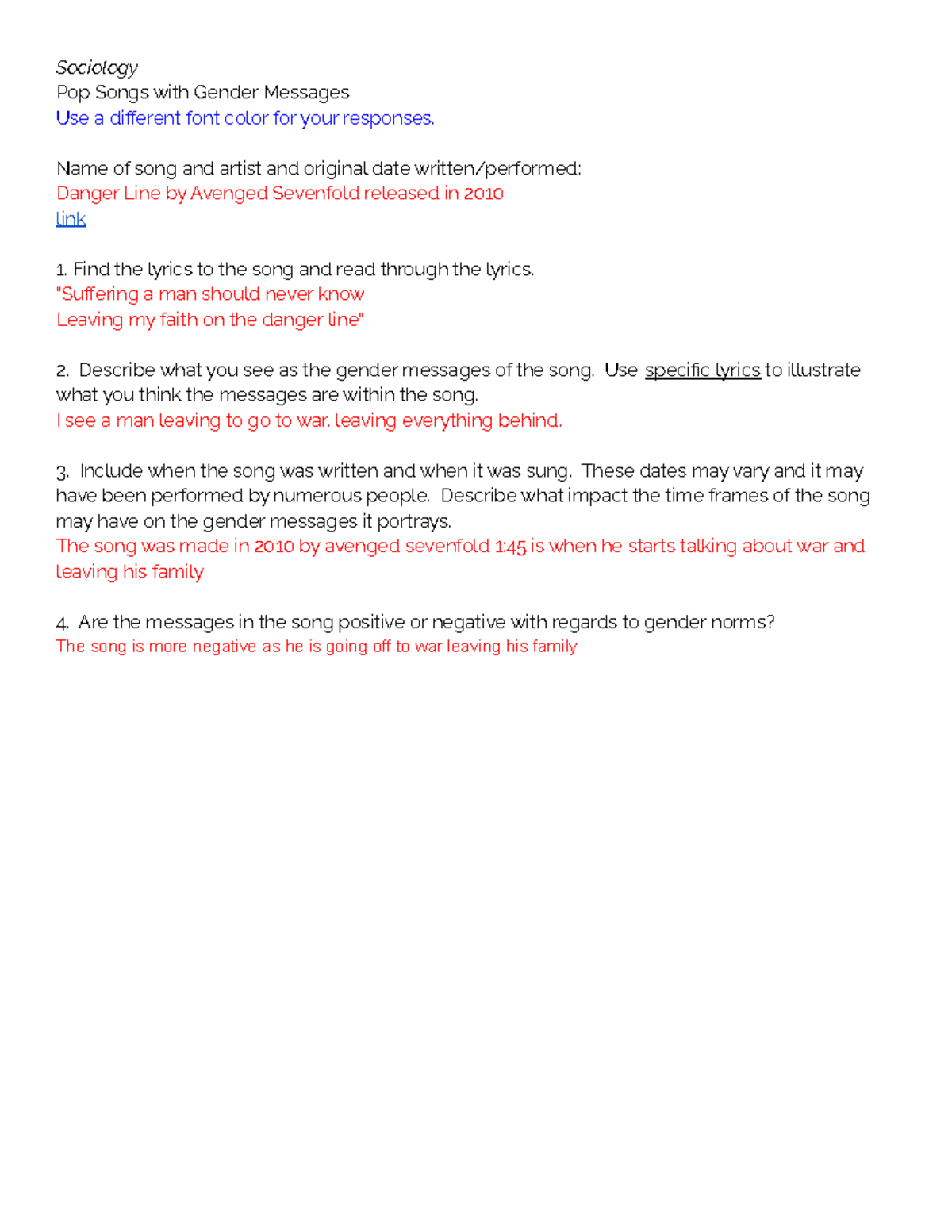 Rainer Fitts - Pop Songs with Gender Messages - Sociology Pop Songs ...