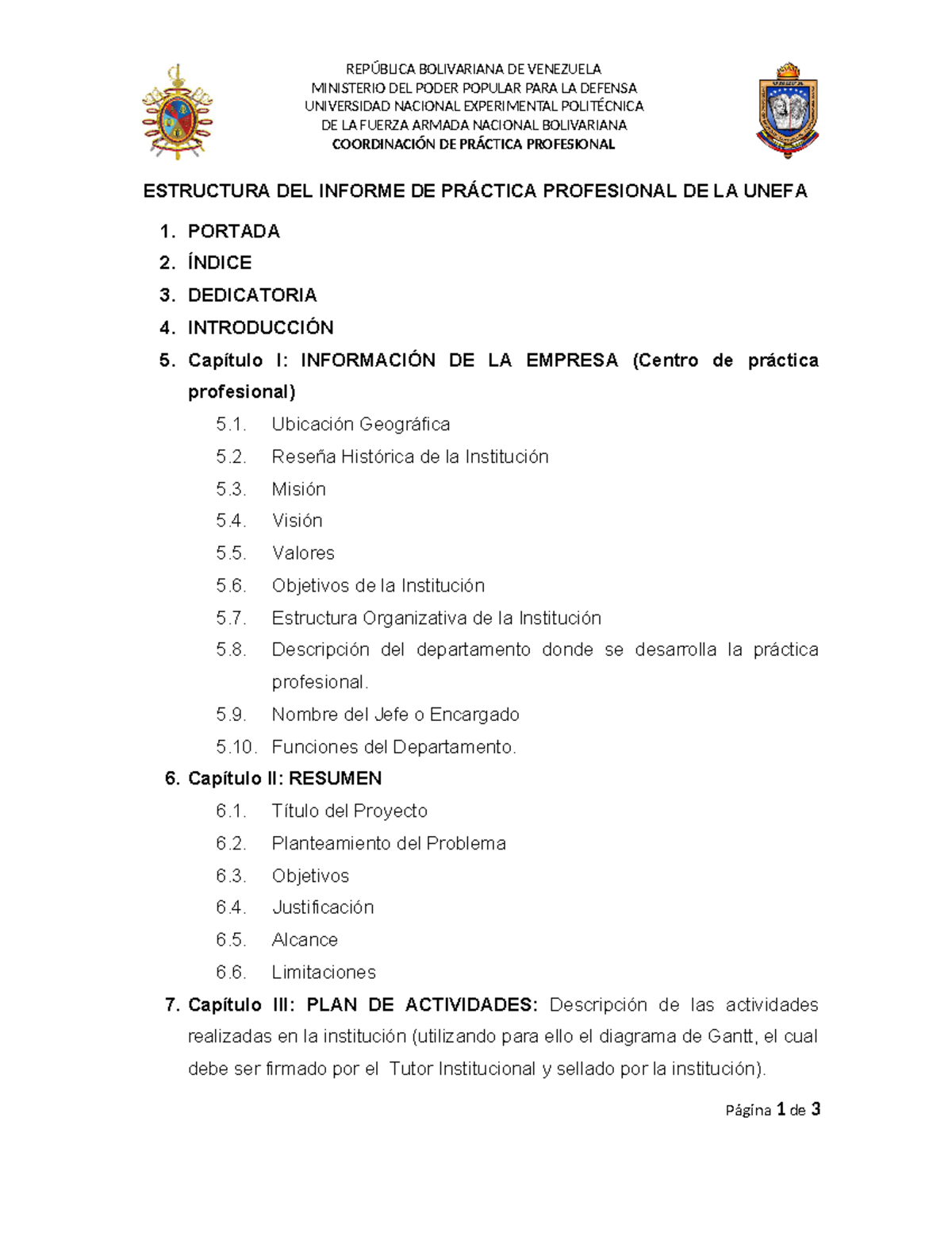 Estructura del Informe de Practica Profesional - ESTRUCTURA DEL INFORME DE PRÁCTICA PROFESIONAL ...