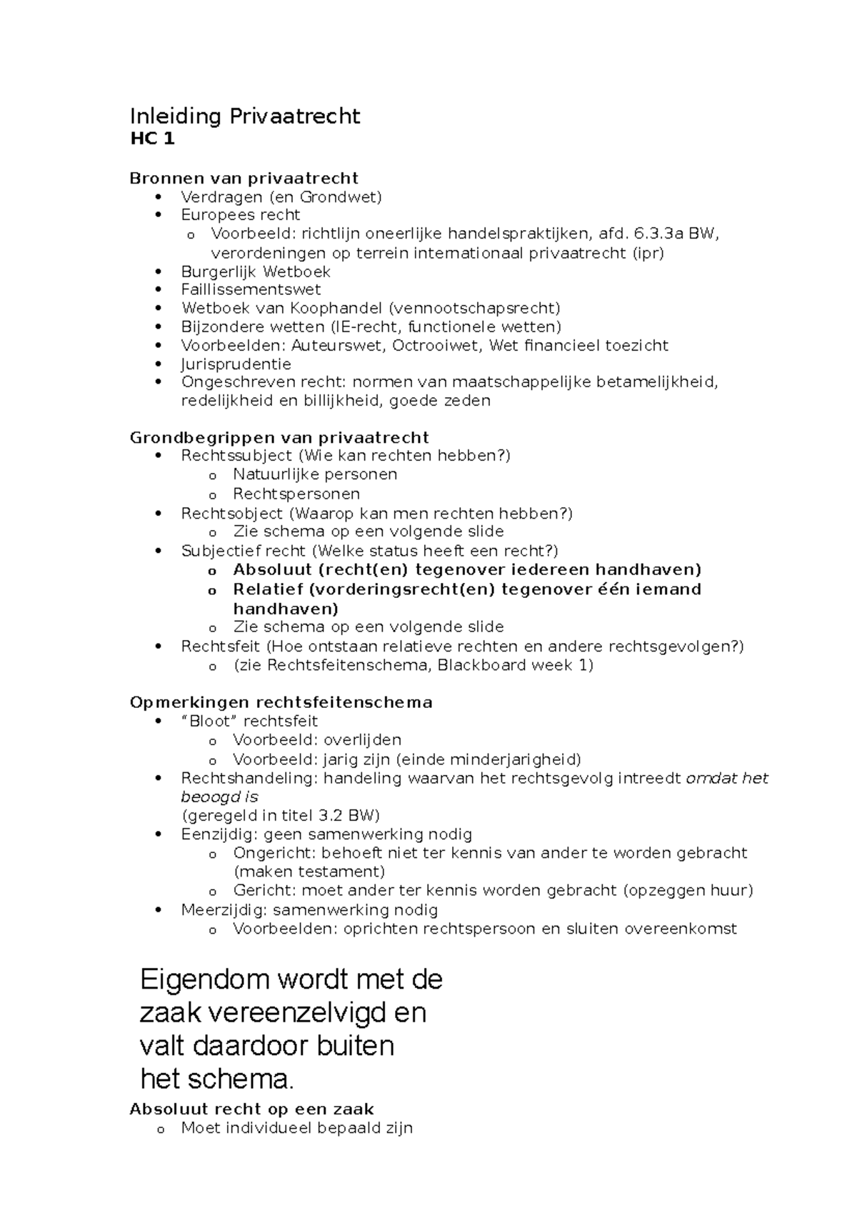 Inleiding Privaatrecht HC - Inleiding Privaatrecht HC 1 Bronnen van ...