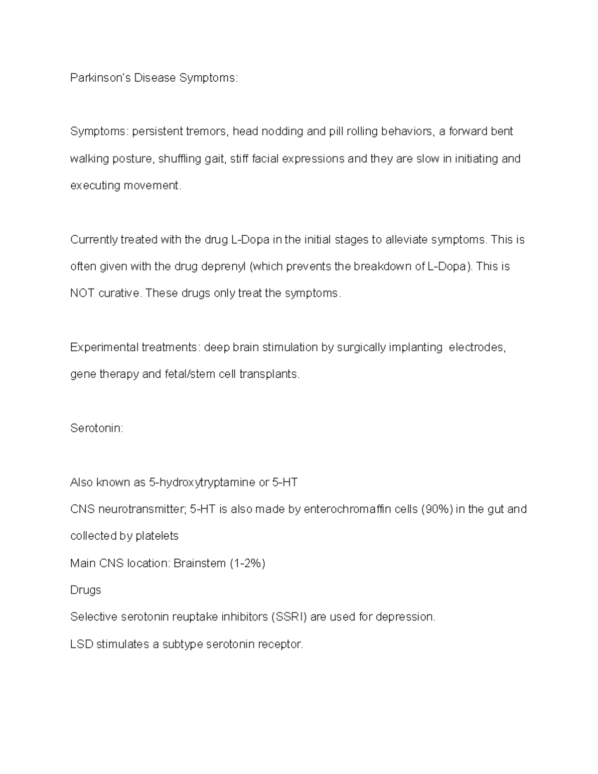 Lecture 7 Part 4 - Parkinson’s Disease Symptoms: Symptoms: persistent ...