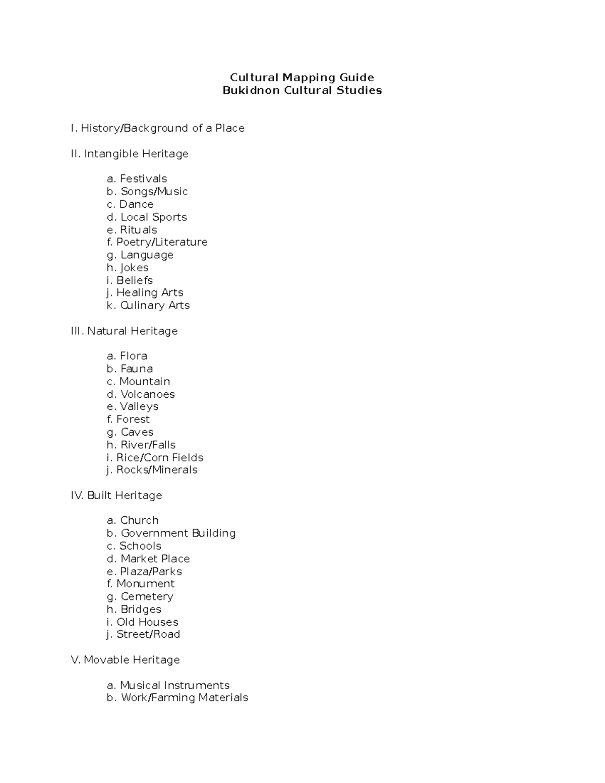 Cultural-Mapping-Guide - Cultural Mapping Guide Bukidnon Cultural ...