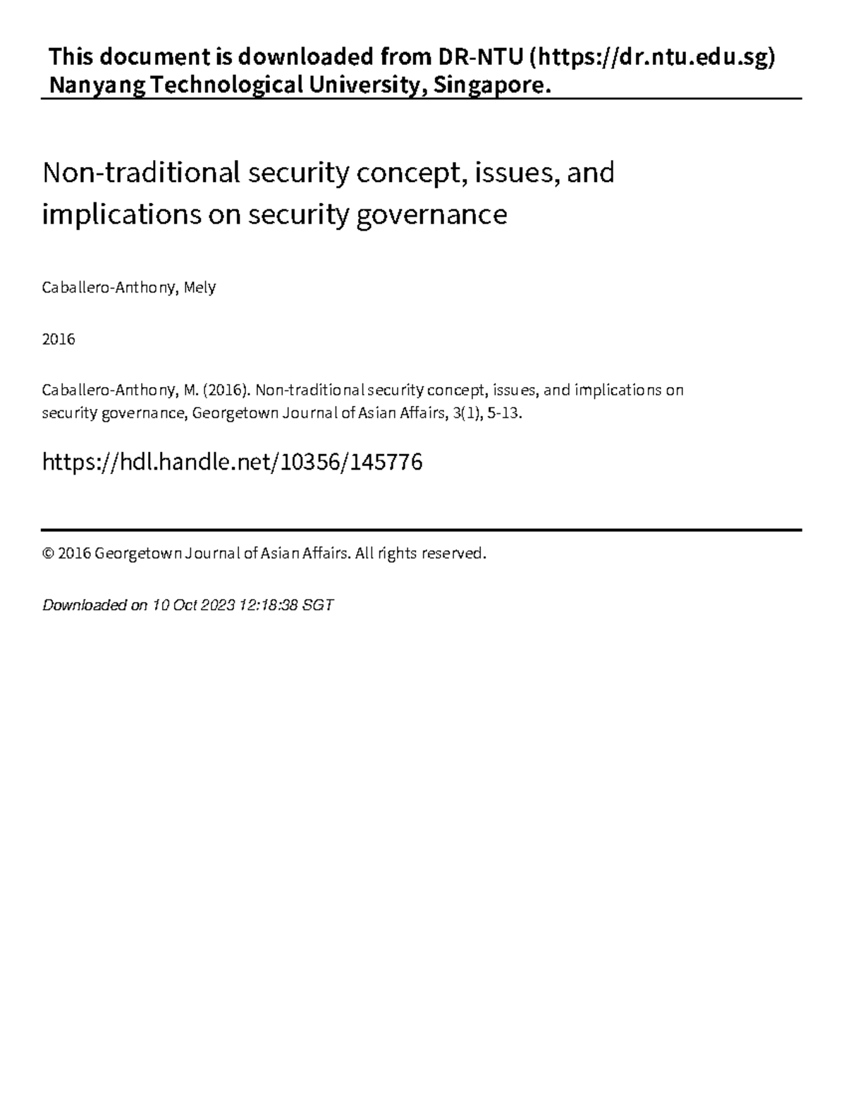 Non-Traditional Security Concept, Issues, and Implications on Security ...