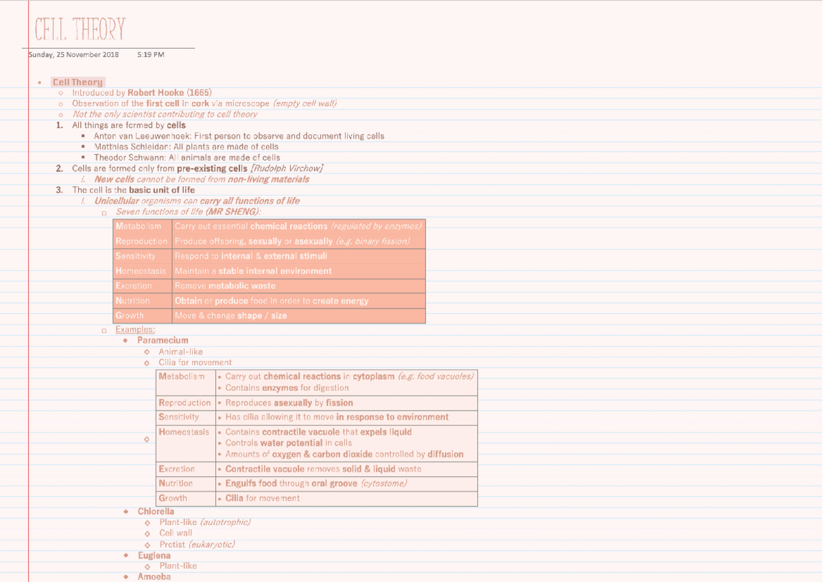 Cell Biology: Cell Theory - Studocu