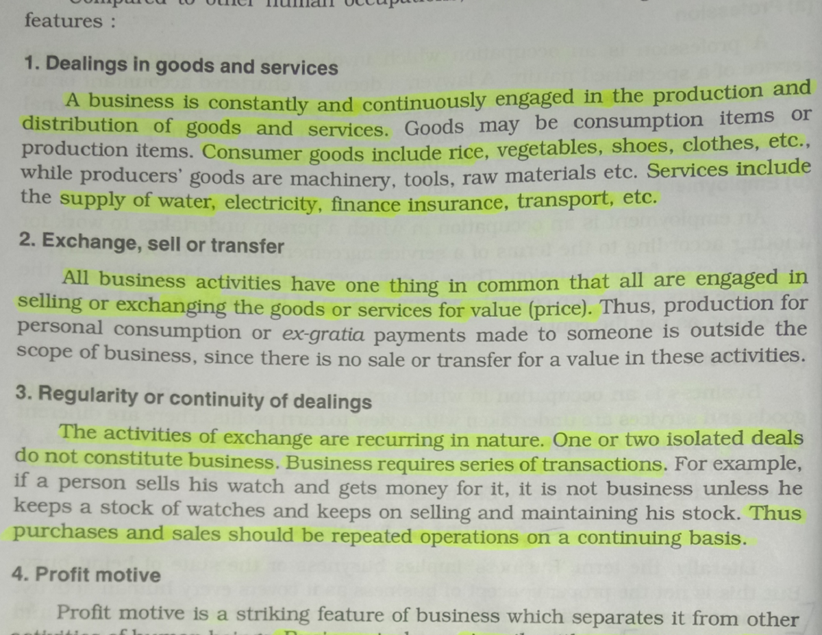 Features of business/business organisation - Bachelor of Commerce - Studocu