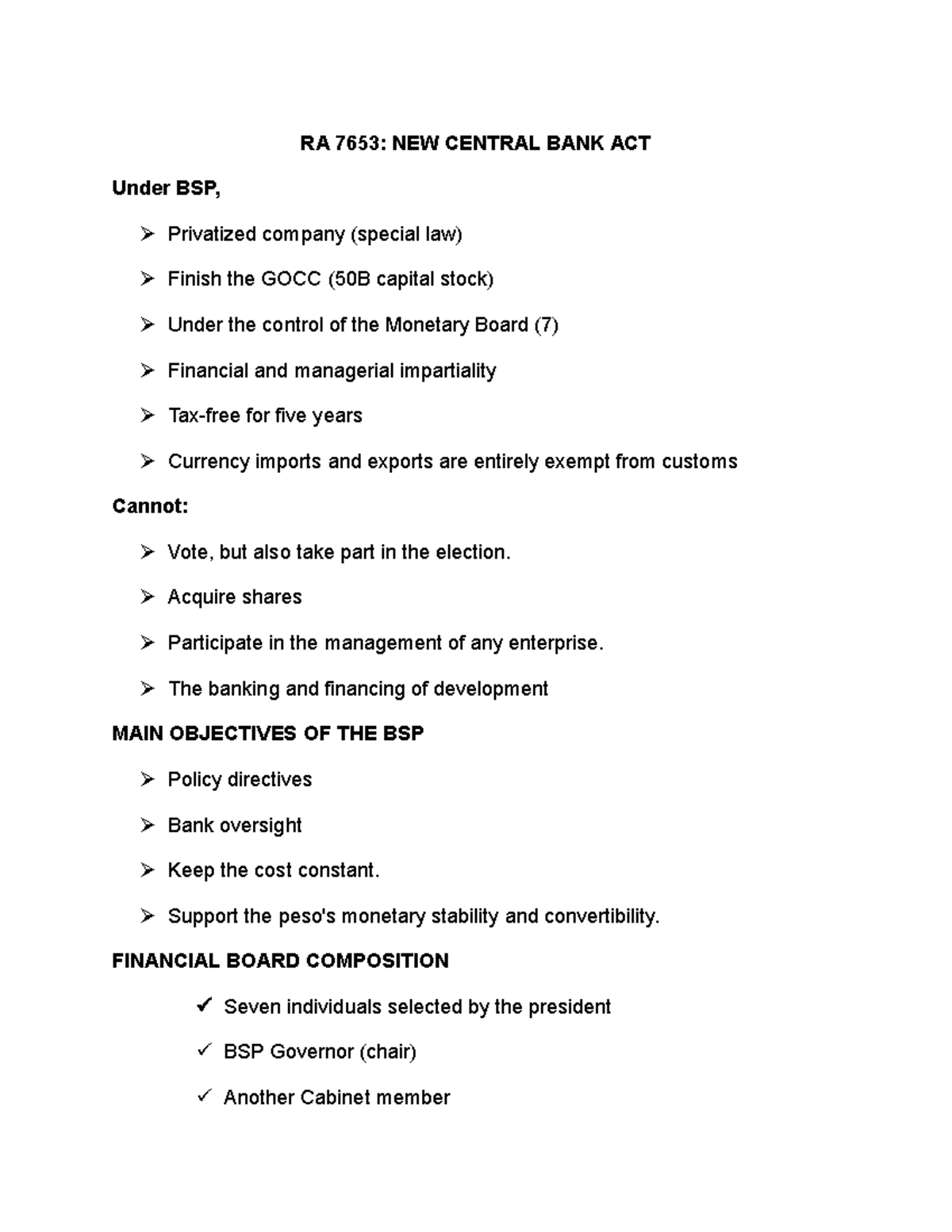 RA 7653 NEW Central BANK ACT - RA 7653: NEW CENTRAL BANK ACT Under BSP ...