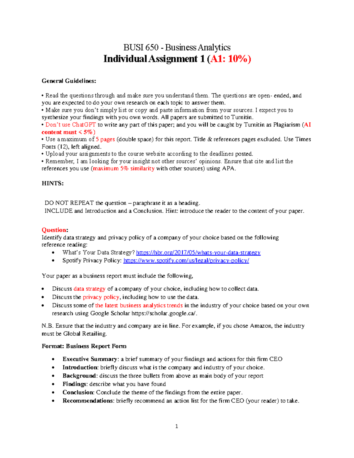 BUSI 650-A1-Individual paper (business report) (1) - BUSI 650 - UCW ...