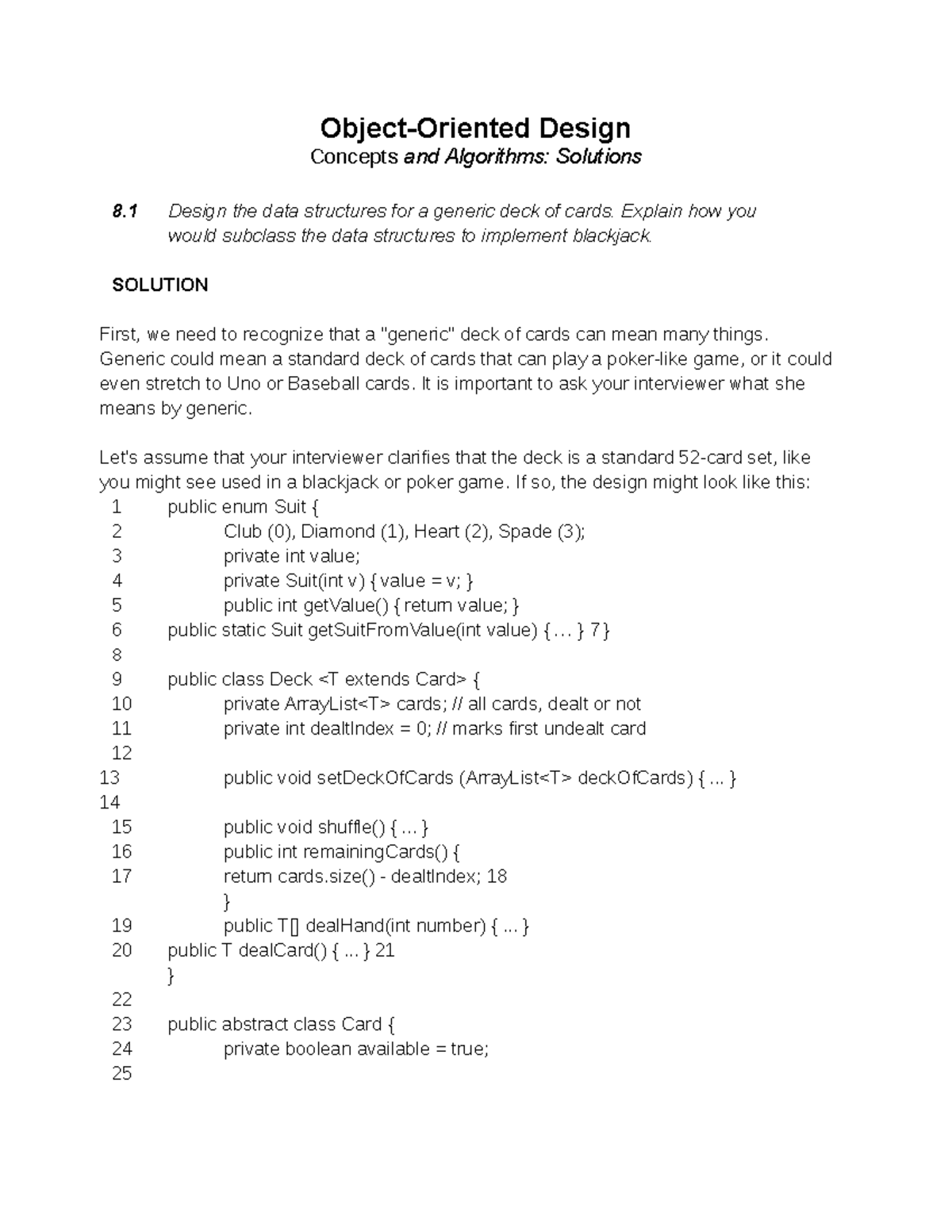 Object oriented design solution - Object-Oriented Design Concepts and ...
