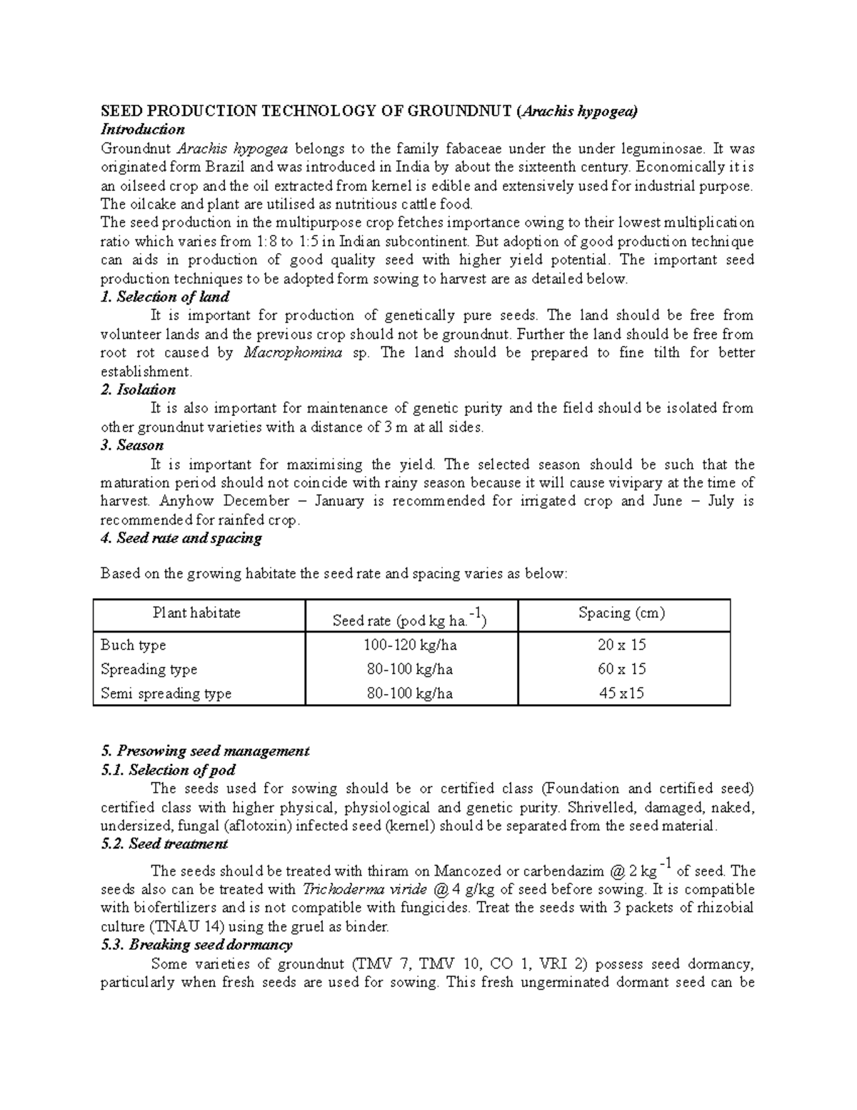 Seed production in Groundnut - SEED PRODUCTION TECHNOLOGY OF GROUNDNUT ...