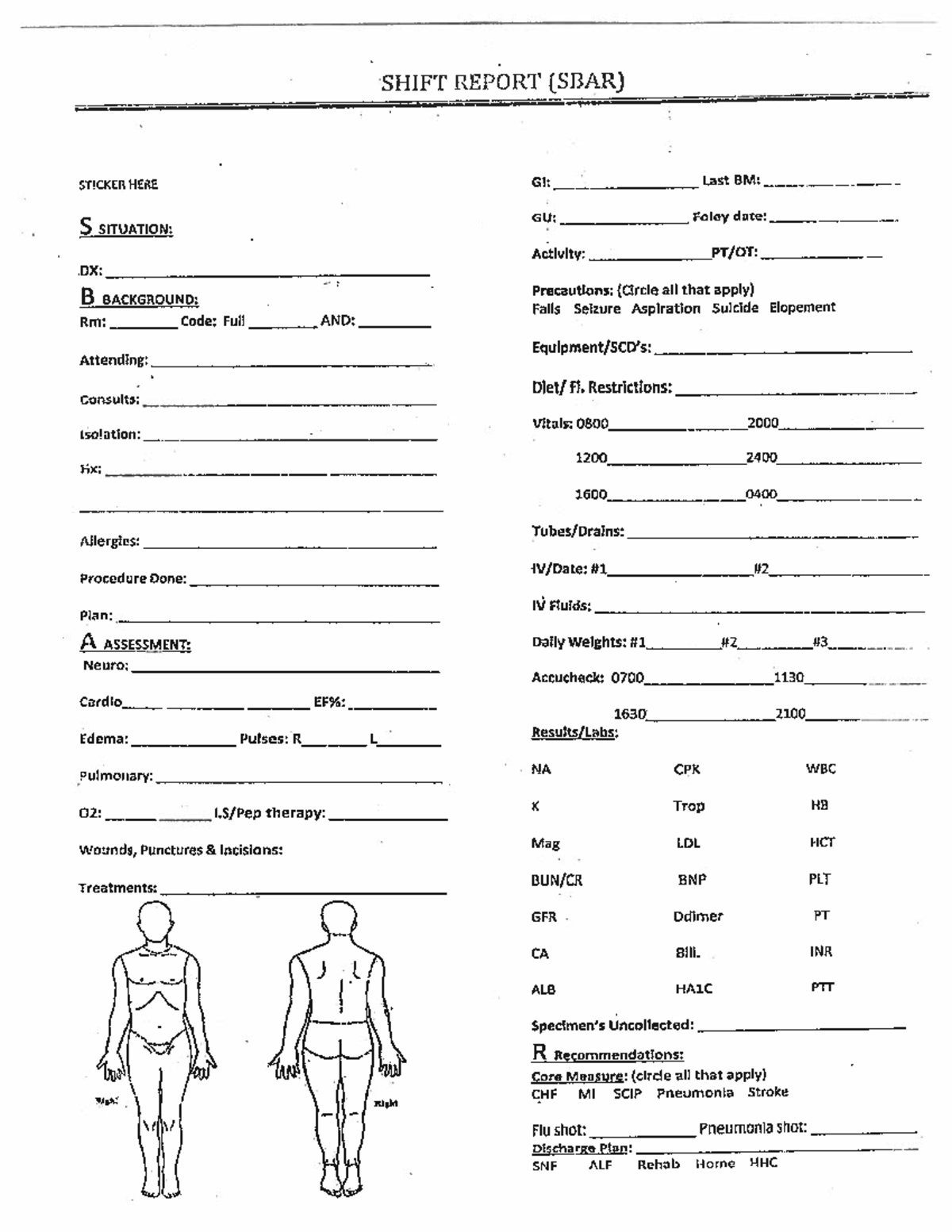 Shift report, orientation to clients room, clinical time sheet - NUR ...