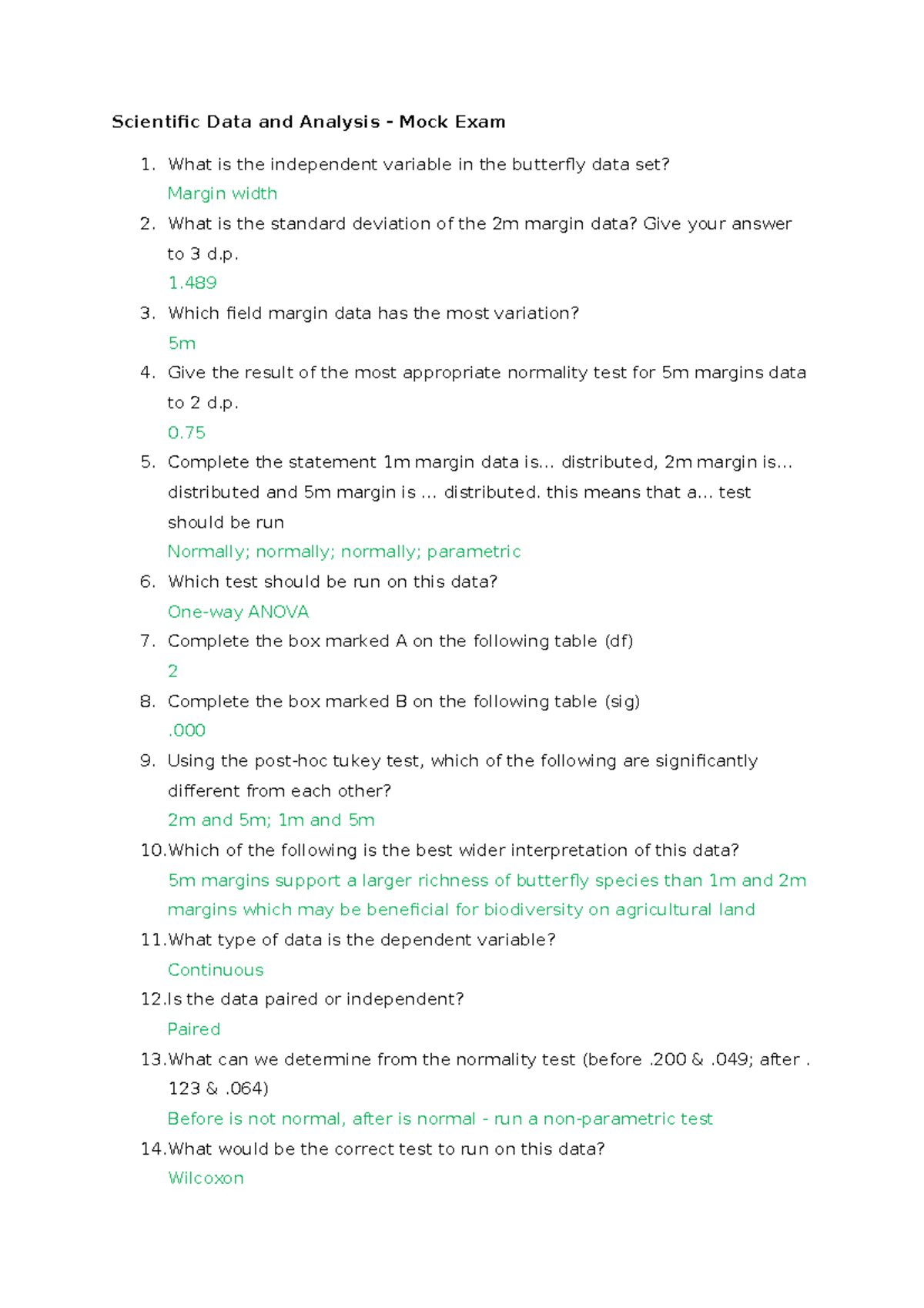 Mock Assessment Quiz - Scientiic Data and Analysis - Mock Exam What is ...