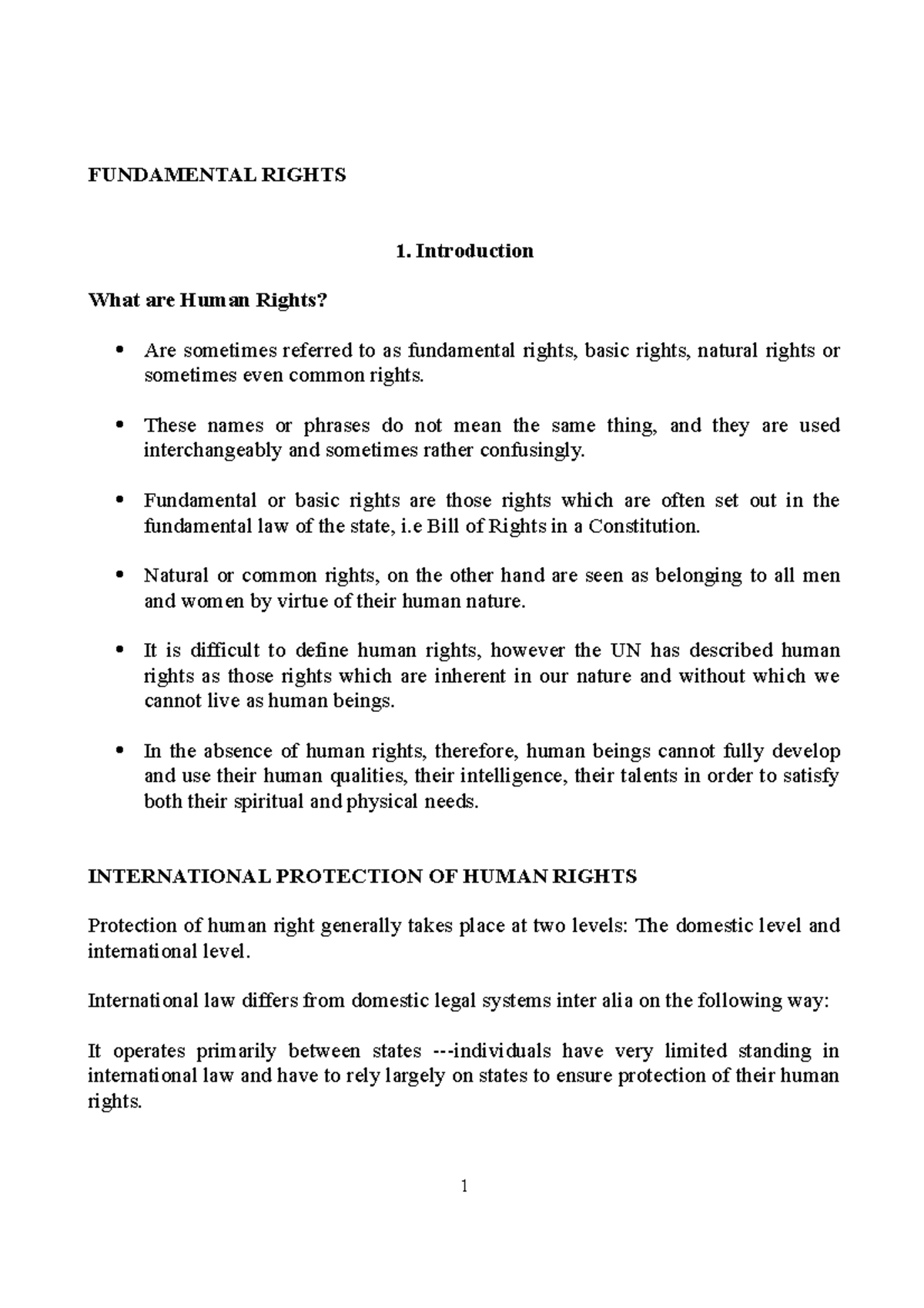 HRL - Summary notes of a few chapters from The Protection of Human ...
