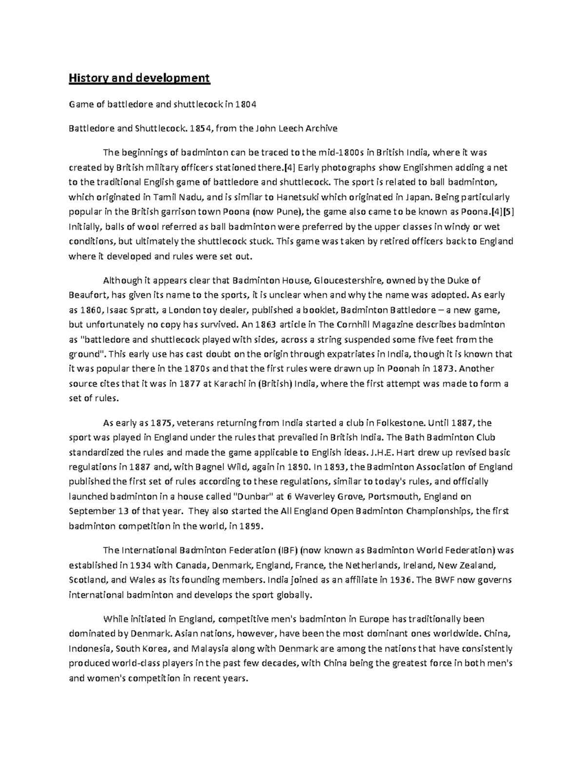 History and Development of Badminton - History and development Game of ...