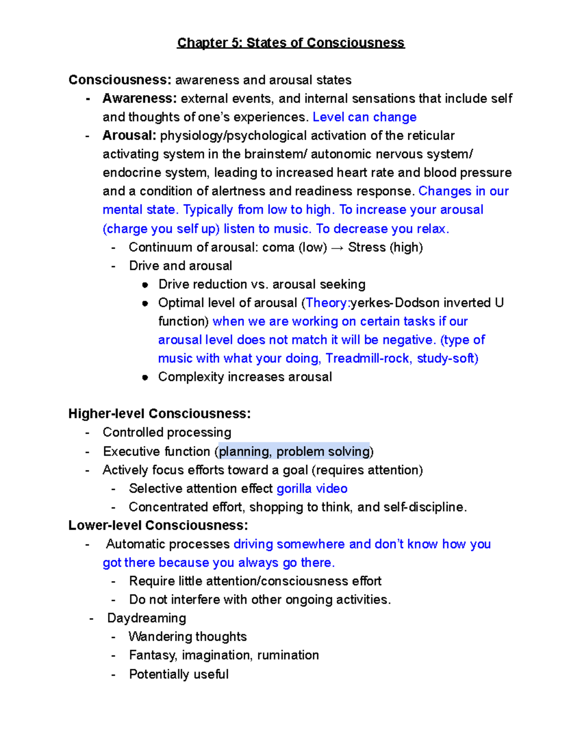 Chapter 5 consciousness - Chapter 5: States of Consciousness ...