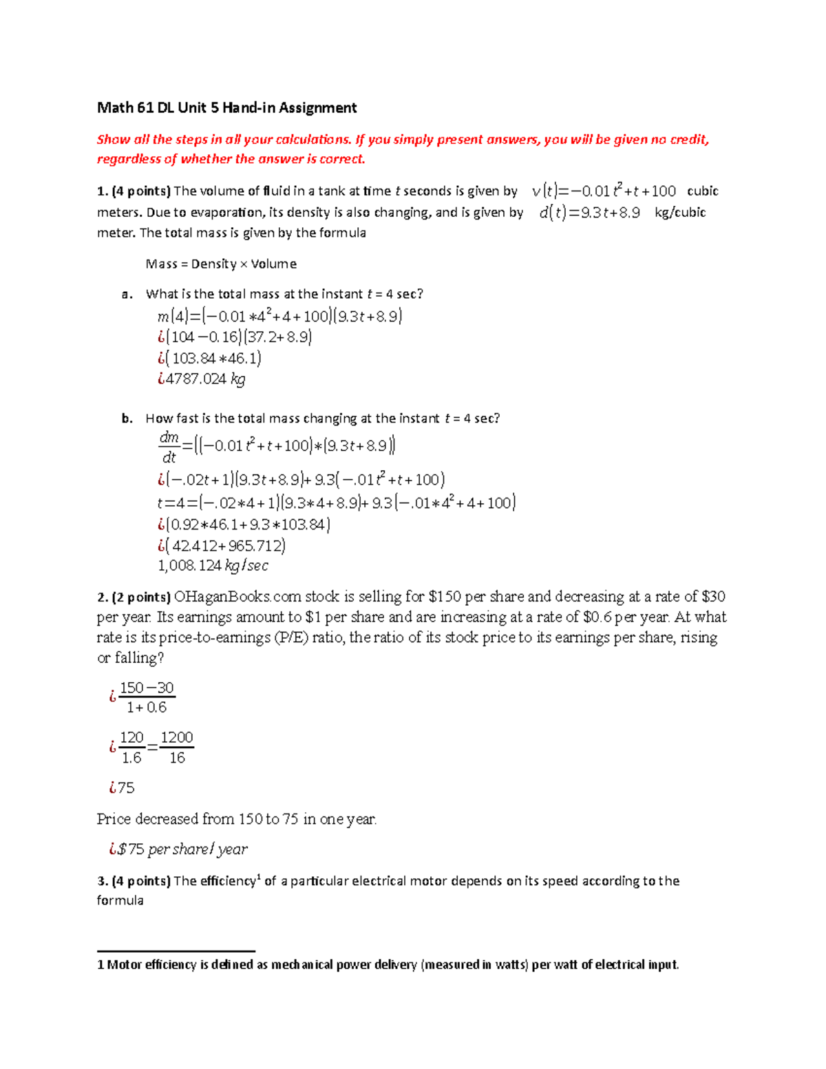 Unit 5 Handin - Homework - Math 61 DL Unit 5 Hand-in Assignment Show ...