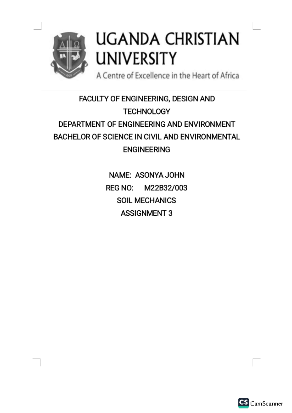 Assignment 3 - Questions to classification of soils - UGANDA CHRISTIAN ...