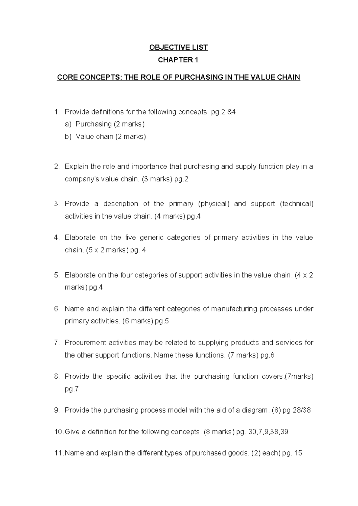 Chapter 1 Objective list - OBJECTIVE LIST CHAPTER 1 CORE CONCEPTS: THE ...