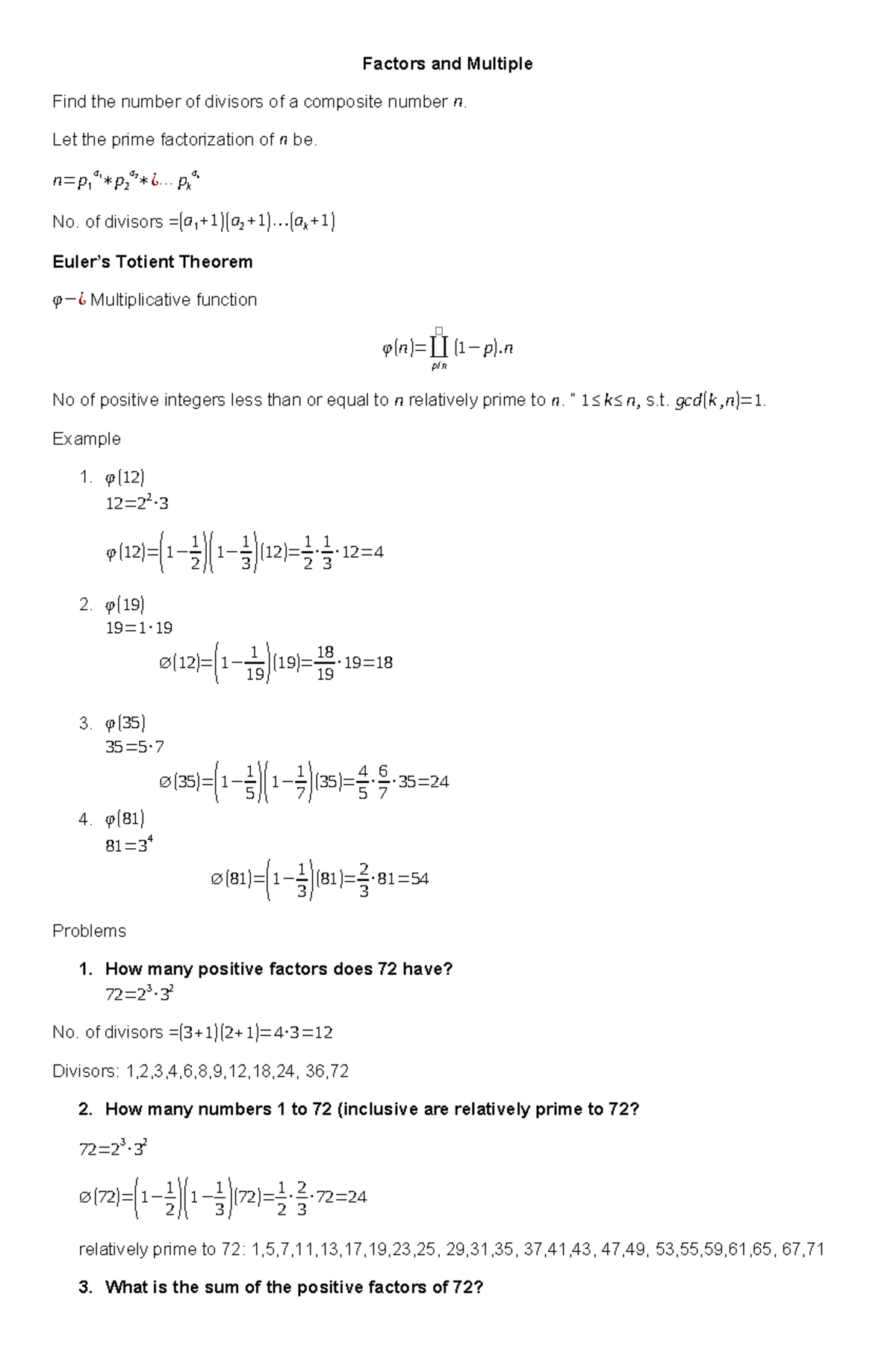 Factors-and-Multiple - Factors and Multiple Find the number of divisors ...