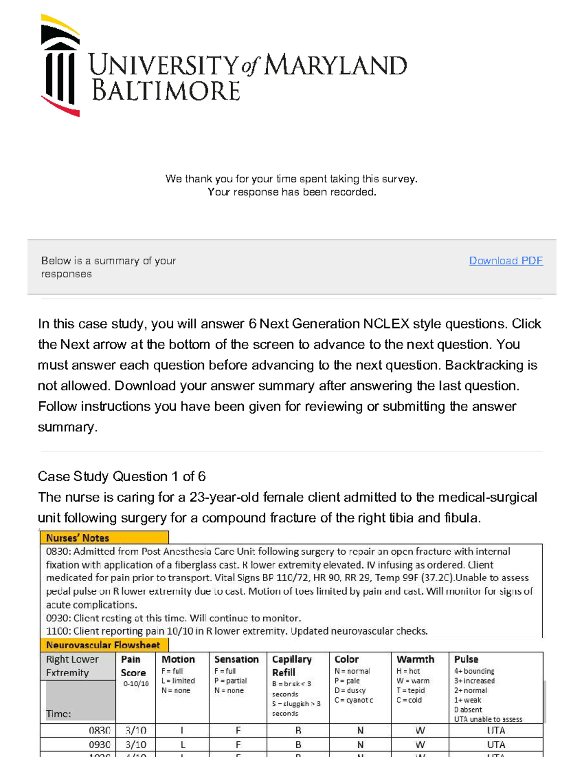 Response Summary 1 - Below is a summary of your responses Download PDF We thank you for your ...