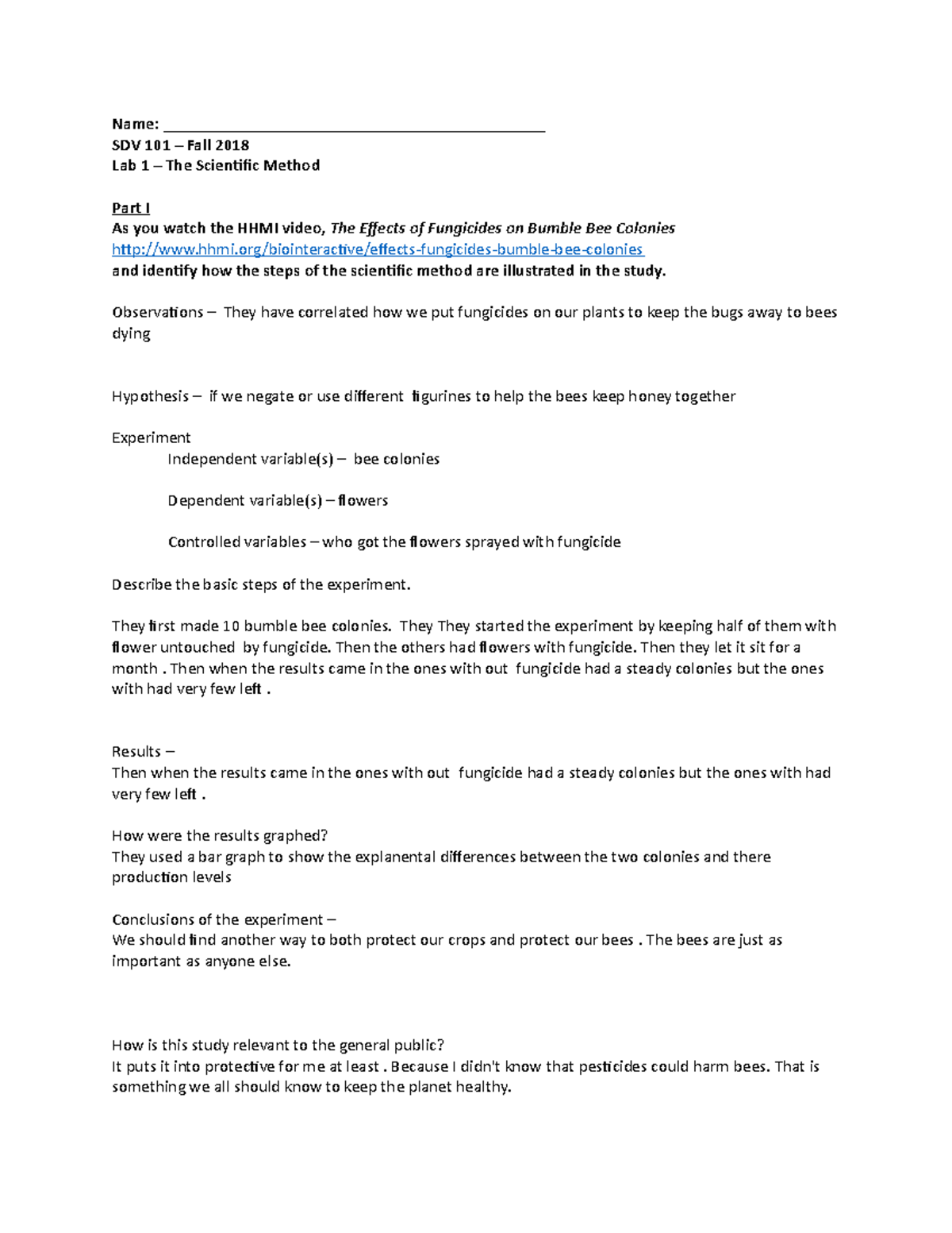 HHMI Bumblebee worksheet -1100001590 - Name