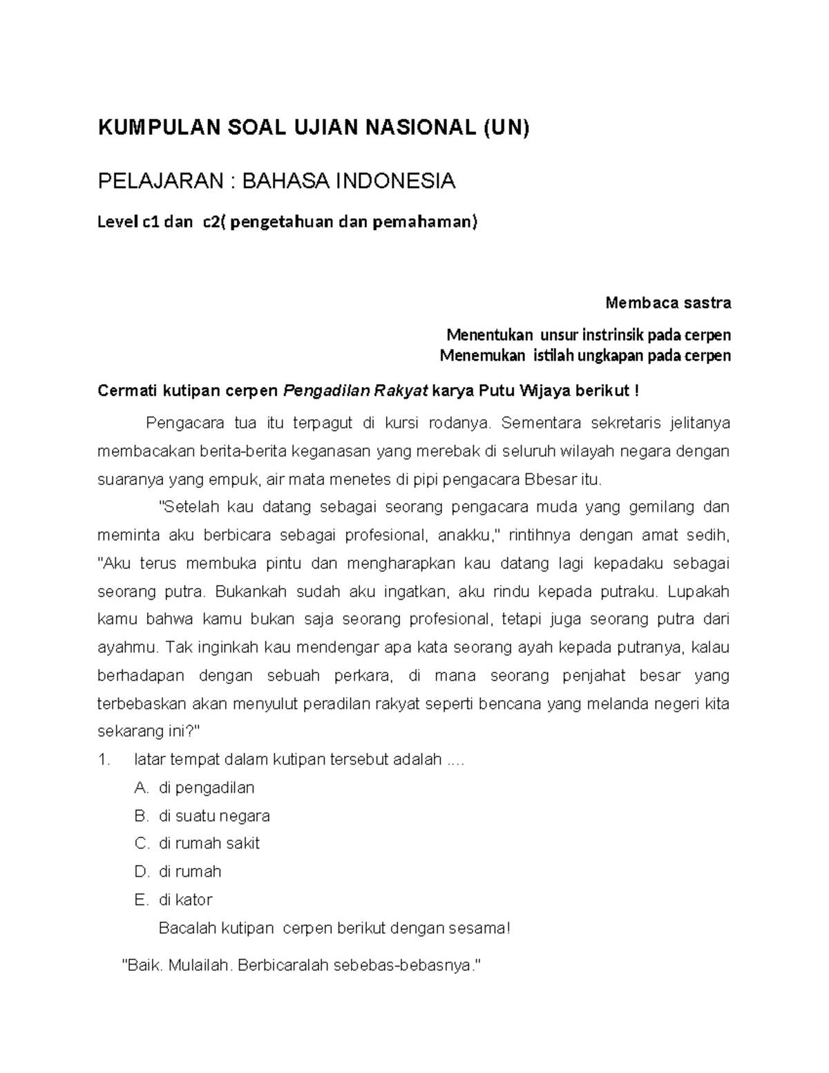 Modul UN pengetahuan dan pemahamanJajajjajjq - KUMPULAN SOAL UJIAN ...