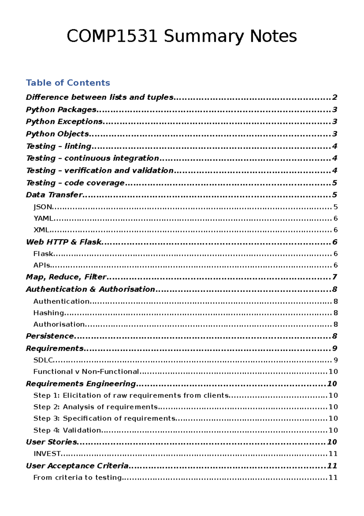 COMP1531 Summary Notes - COMP1531 Summary Notes Difference between ...