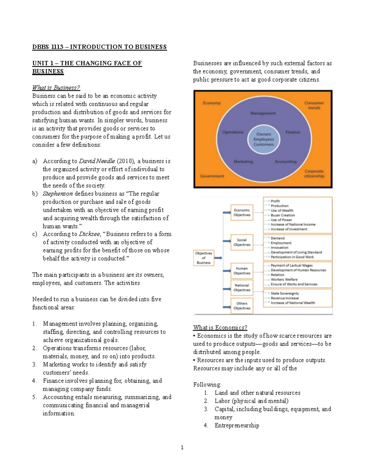 DBBS 1113 FAST NOTE - Fast Note CCKK - DBBS 1113 – INTRODUCTION TO ...