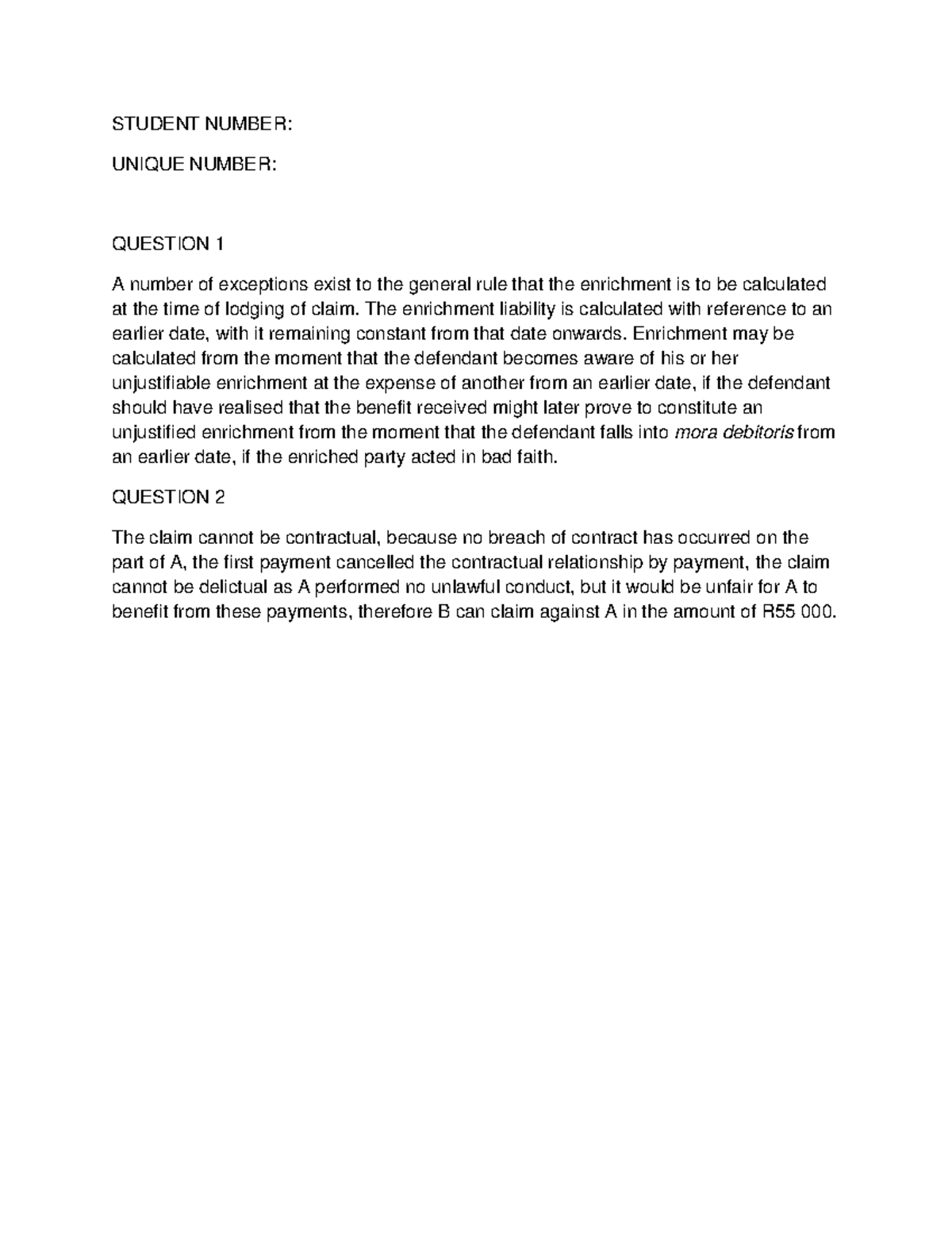 PVL3704 Assignment 2 - STUDENT NUMBER: UNIQUE NUMBER: QUESTION 1 A number of exceptions exist to ...