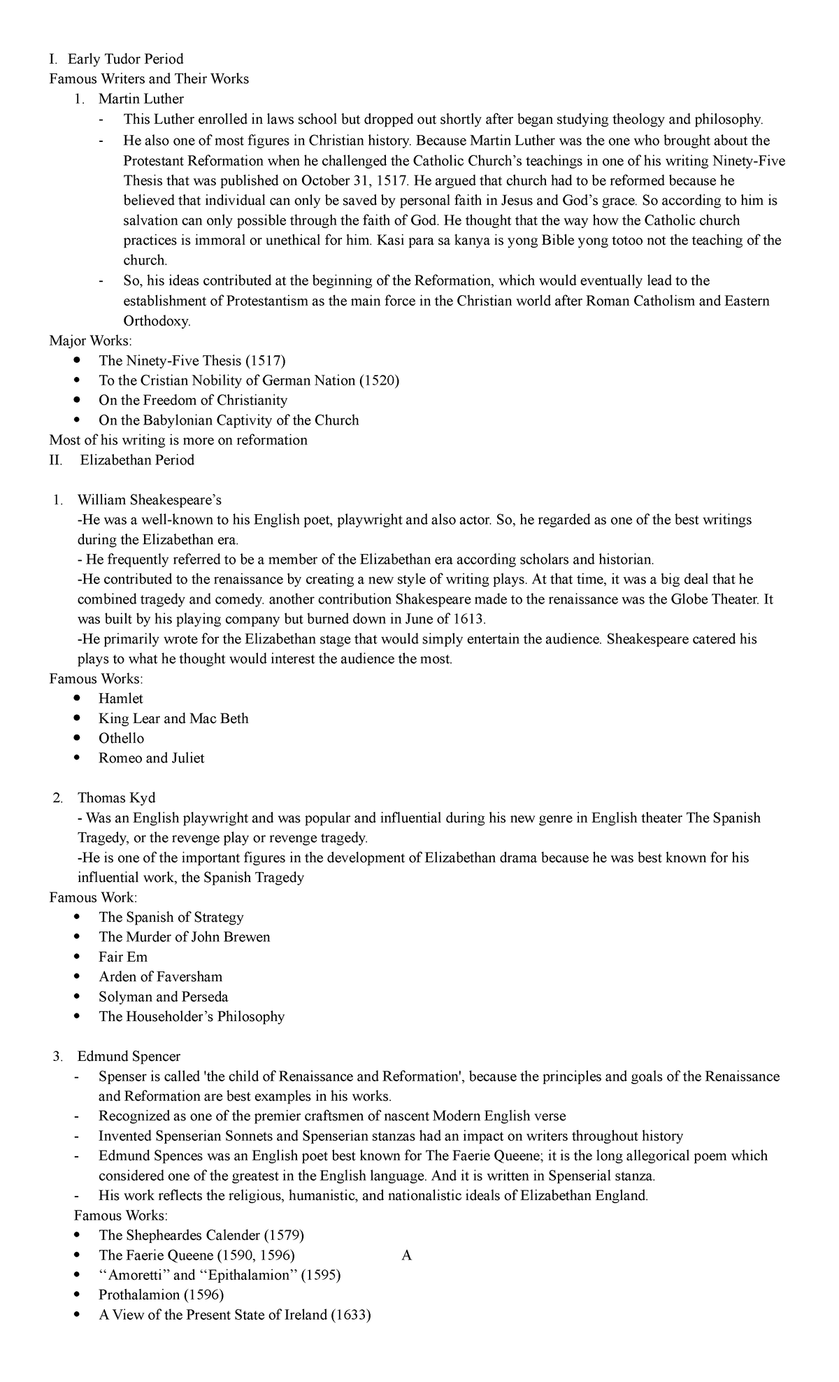 SEd-elt 7 Report - hahhahhah - I. Early Tudor Period Famous Writers and ...