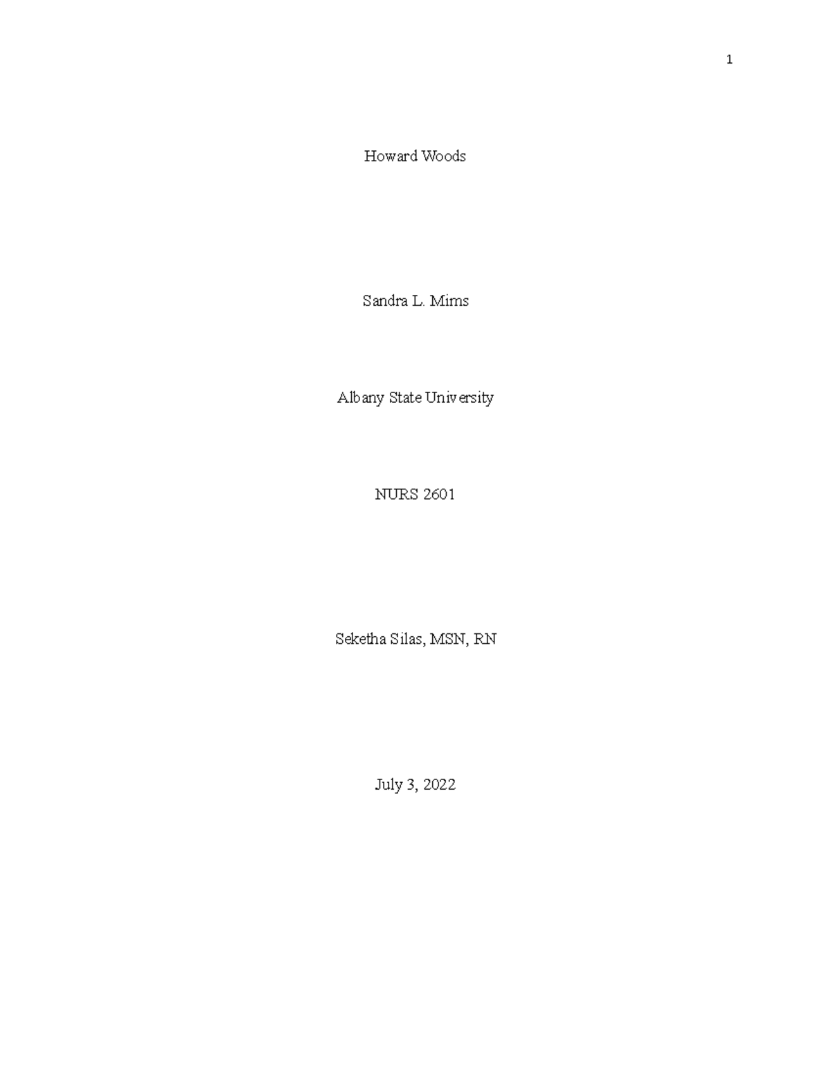 Howard VSIM case study - Howard Woods Sandra L. Mims Albany State ...