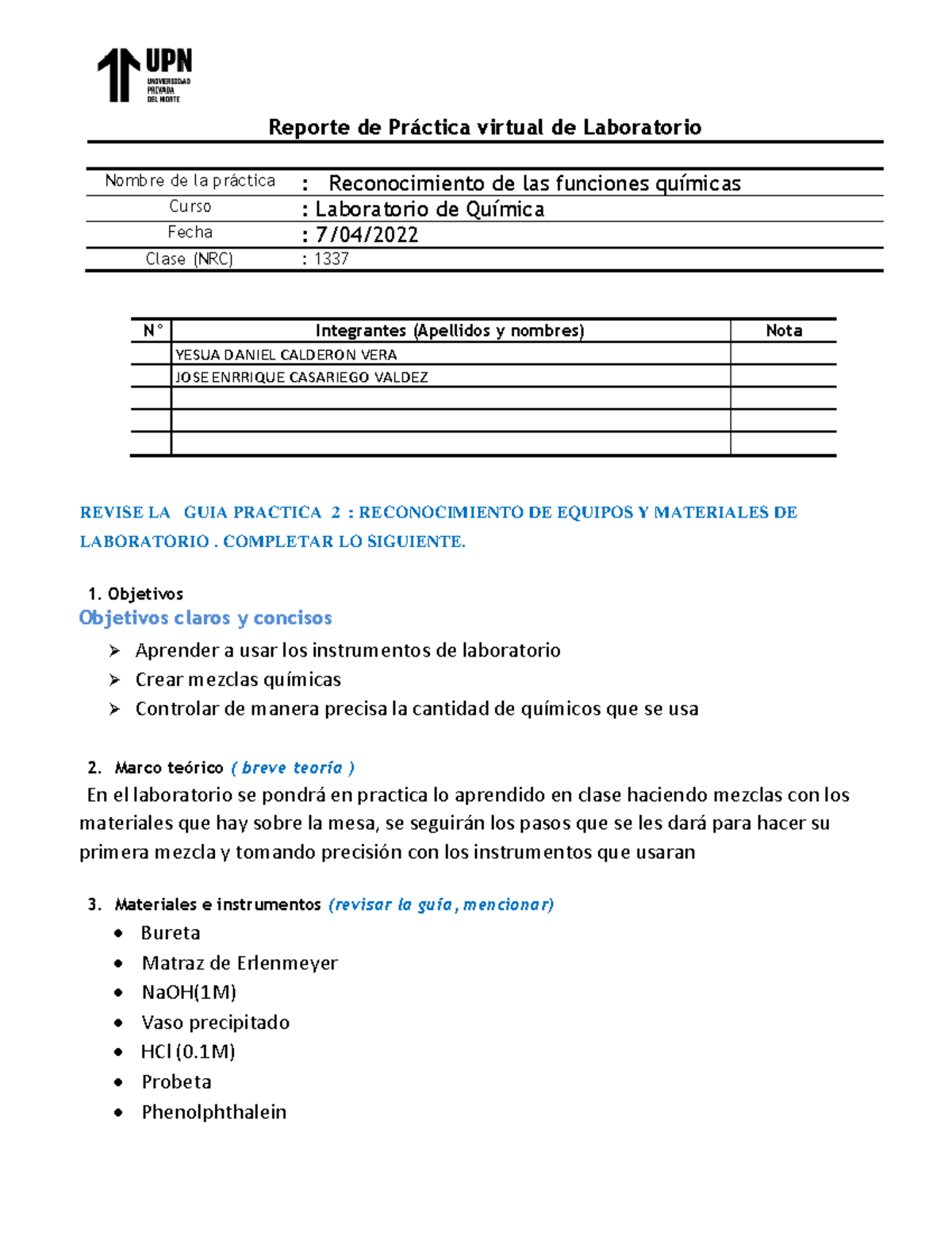 JP SEM 3- Tarea grupal -Reporte de resultados Laboratorio - Nombre de la práctica ...