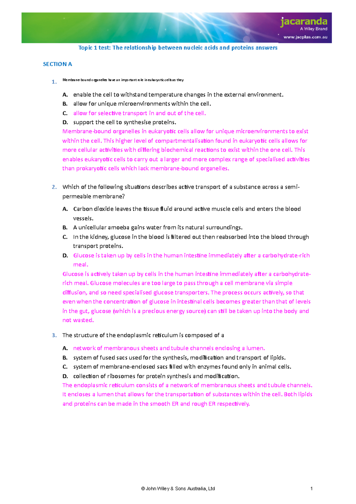 Chapter 1 test doc-34410 (1) solutions - Topic 1 test: The relationship ...