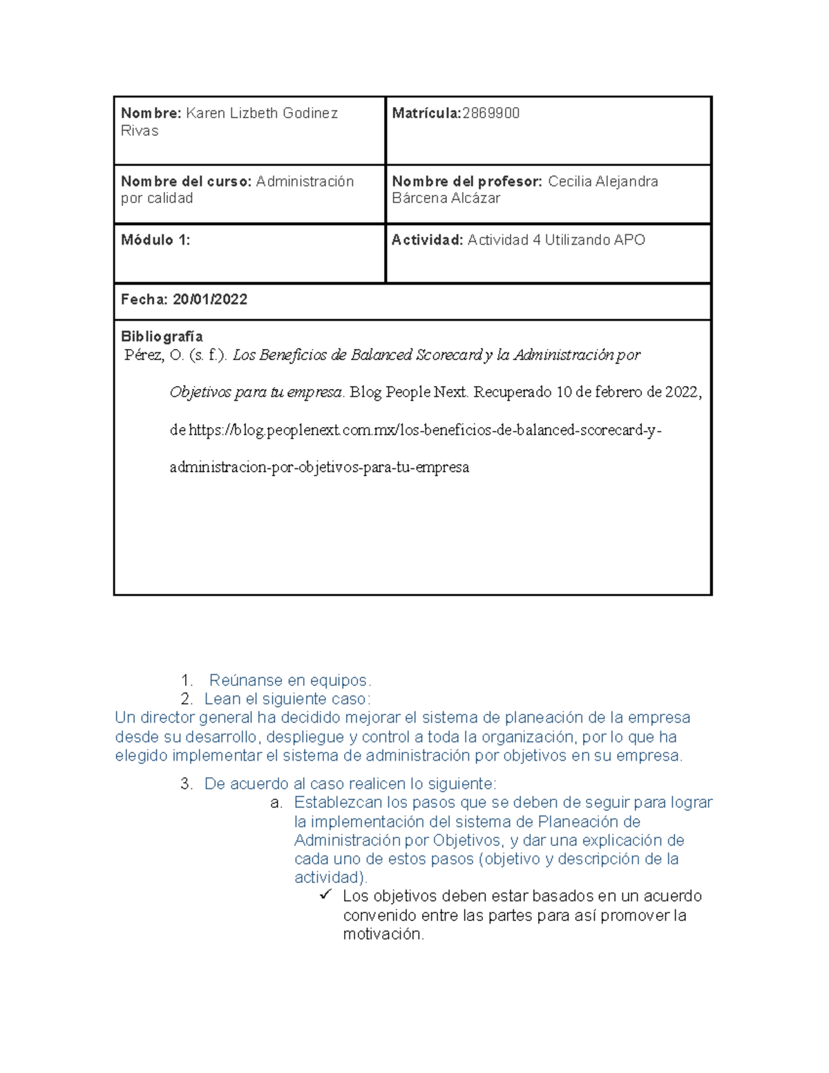 Act 4 Administracion por calidad - Nombre: Karen Lizbeth Godinez Rivas ...