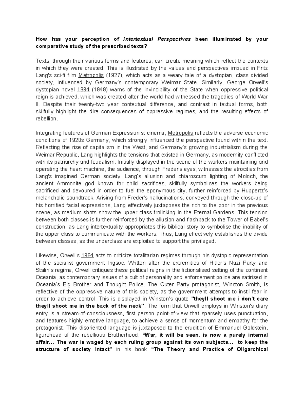 Module A Essay - How has your perception of Intertextual Perspectives been illuminated by your ...