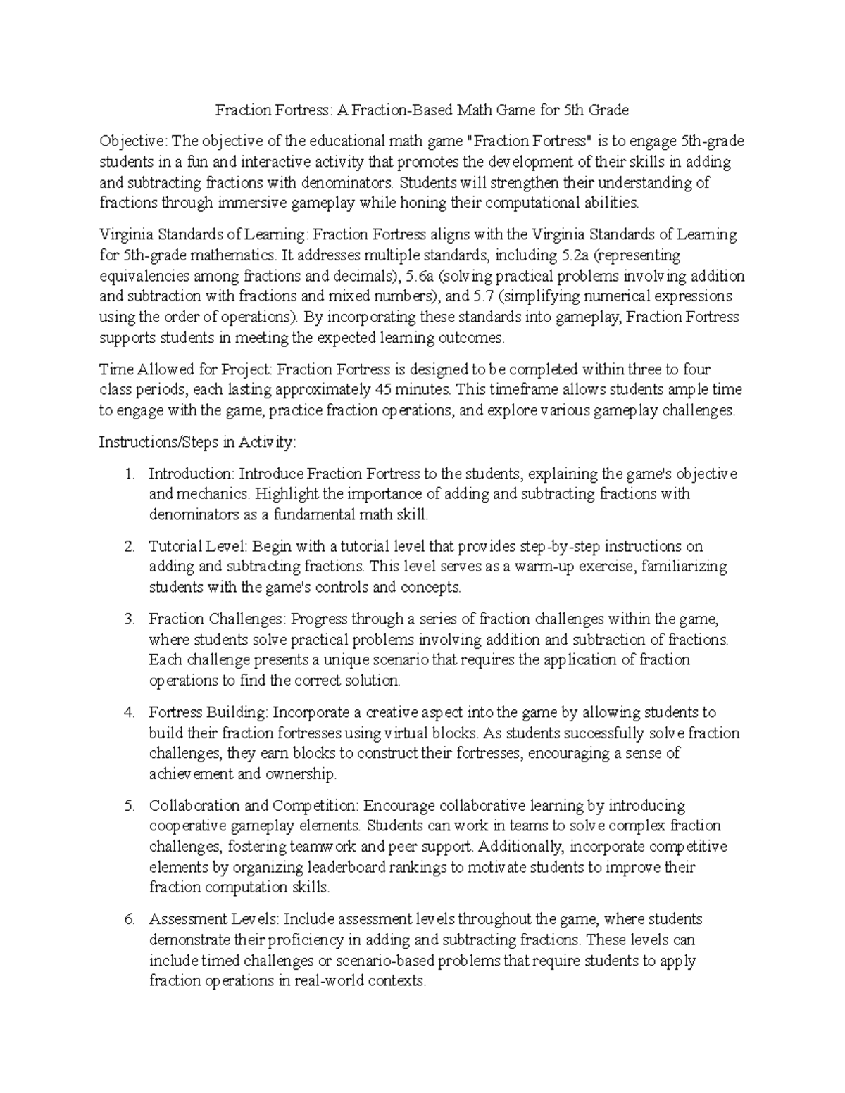 Fraction Fortress - Comprehensive, critical, thorough, thoughtful, and ...