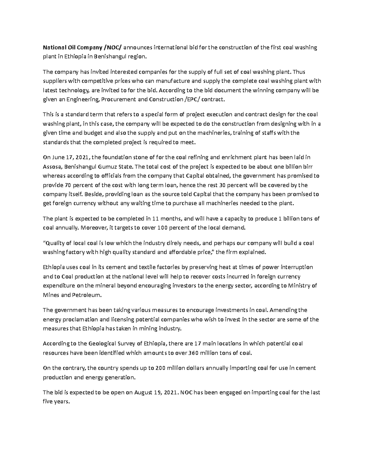 National Oil Company Coal Mining National Oil Company NOC Announces national-oil-company-coal-mining-national-oil-company-noc-announces