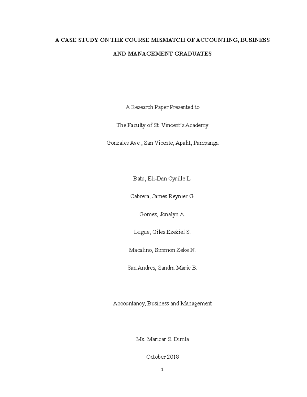 A CASE Study ON THE Course Mismatch OF A - A CASE STUDY ON THE COURSE ...