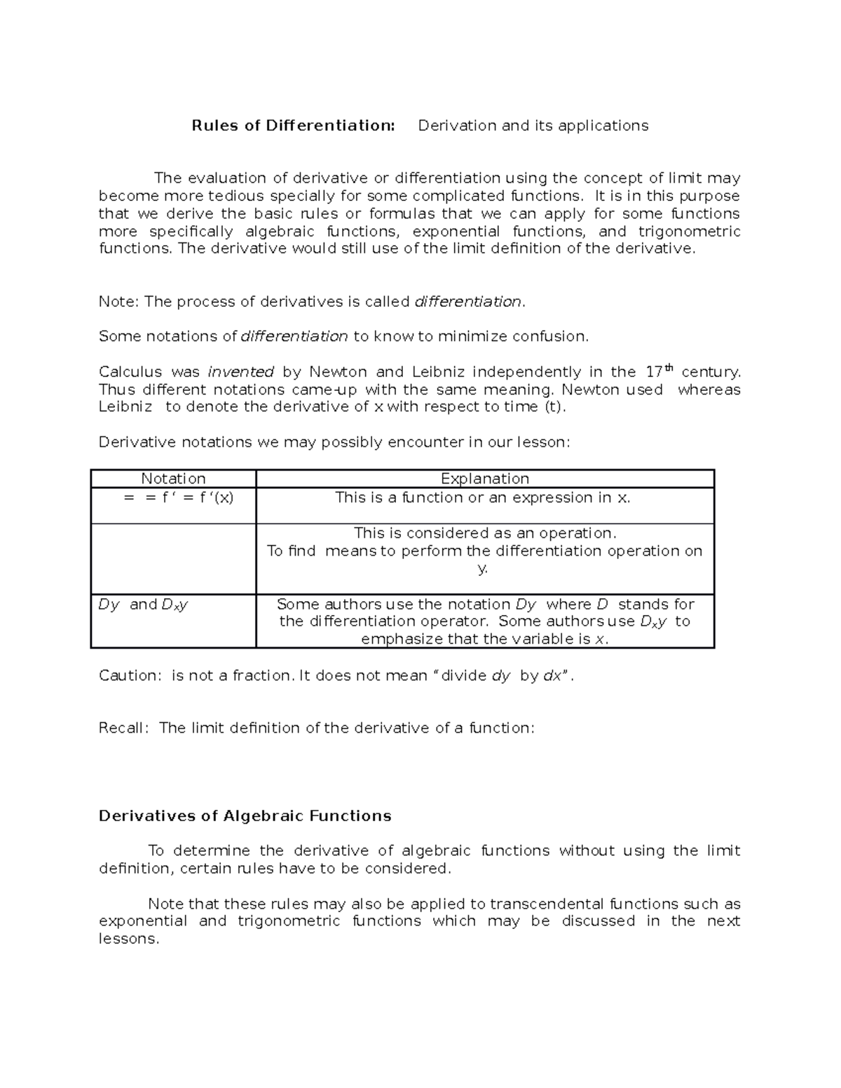 Derivatives draft - This will serve as a guide to students who are ...