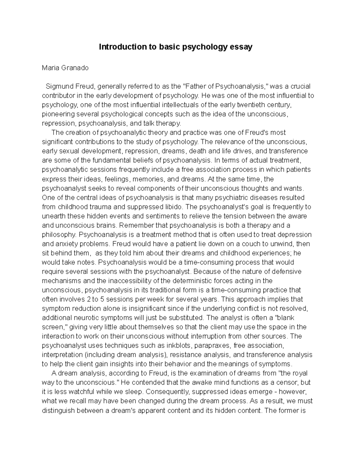 Introduction to basic psychology essay - He was one of the most ...