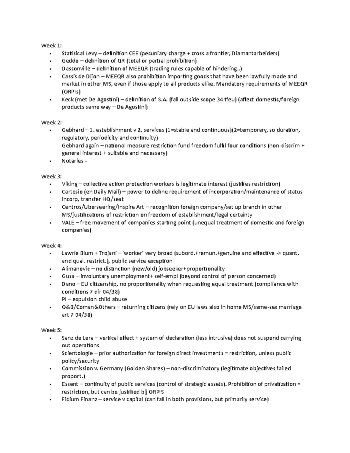 Caselaw real short - basic summary of case notes - Week 1: Statisical ...
