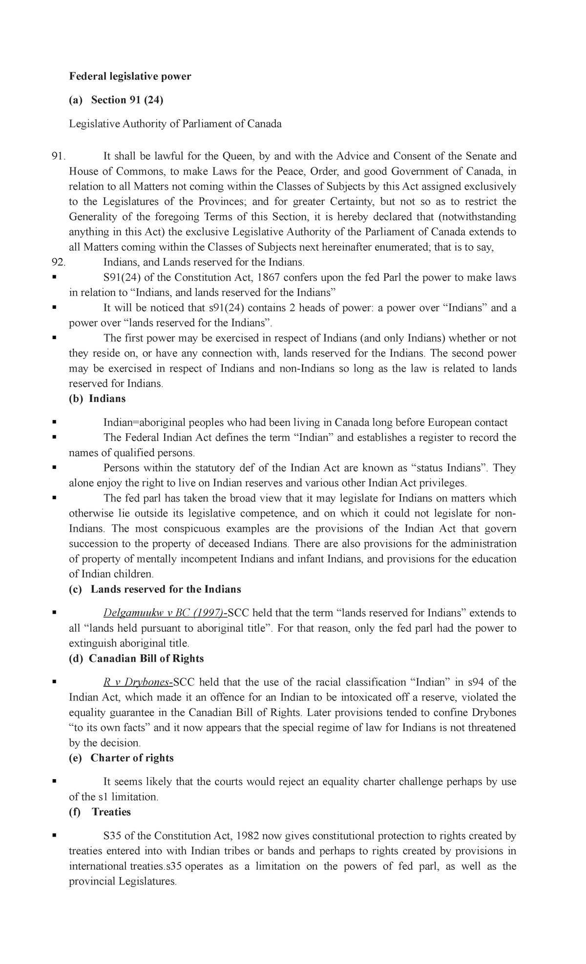 Federal legislative power notes - Constitutional law - LLB 123 - PU ...
