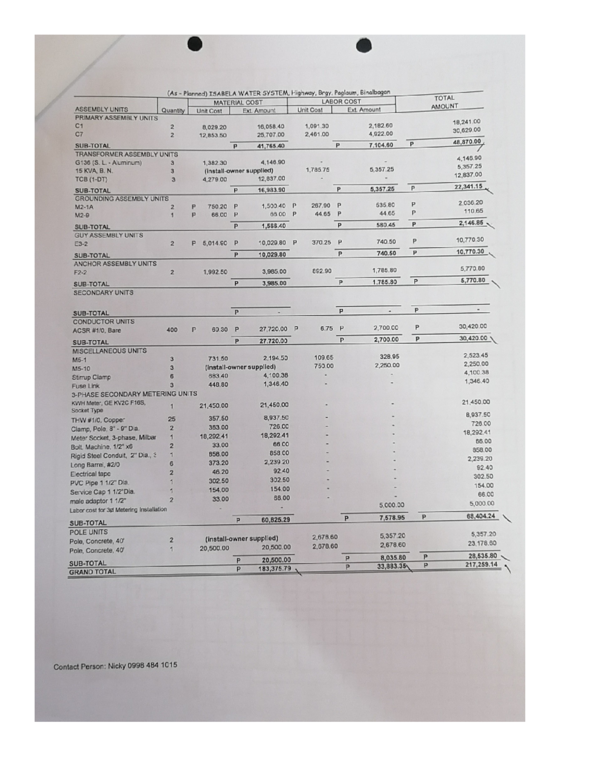 9. Noceco Quotation - (As Planned) ISABELA WATER SYSTEM, Highway, Brgy ...