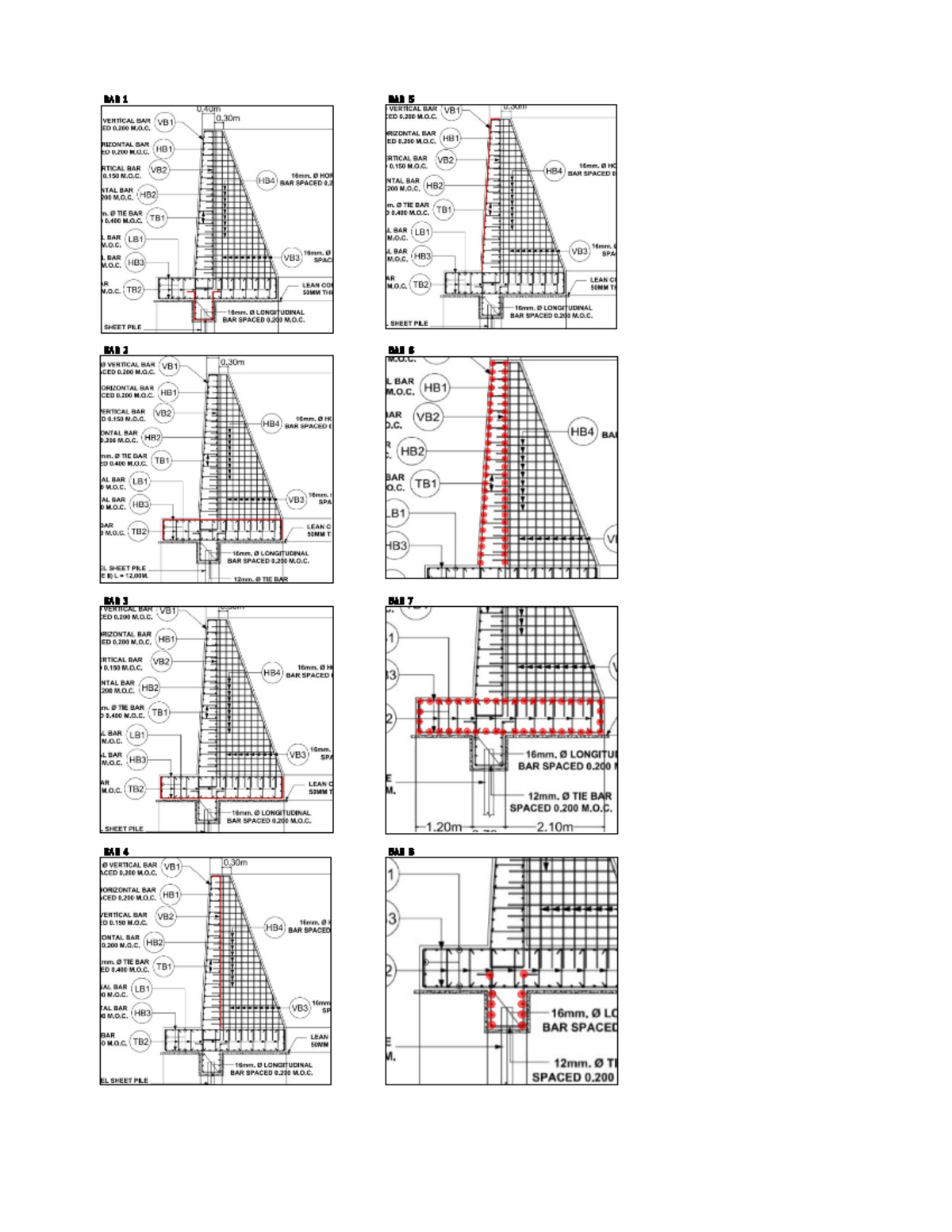 Retaining Wall Bar Bending Schedule Legend - Civil Engineering - BAR 1 ...