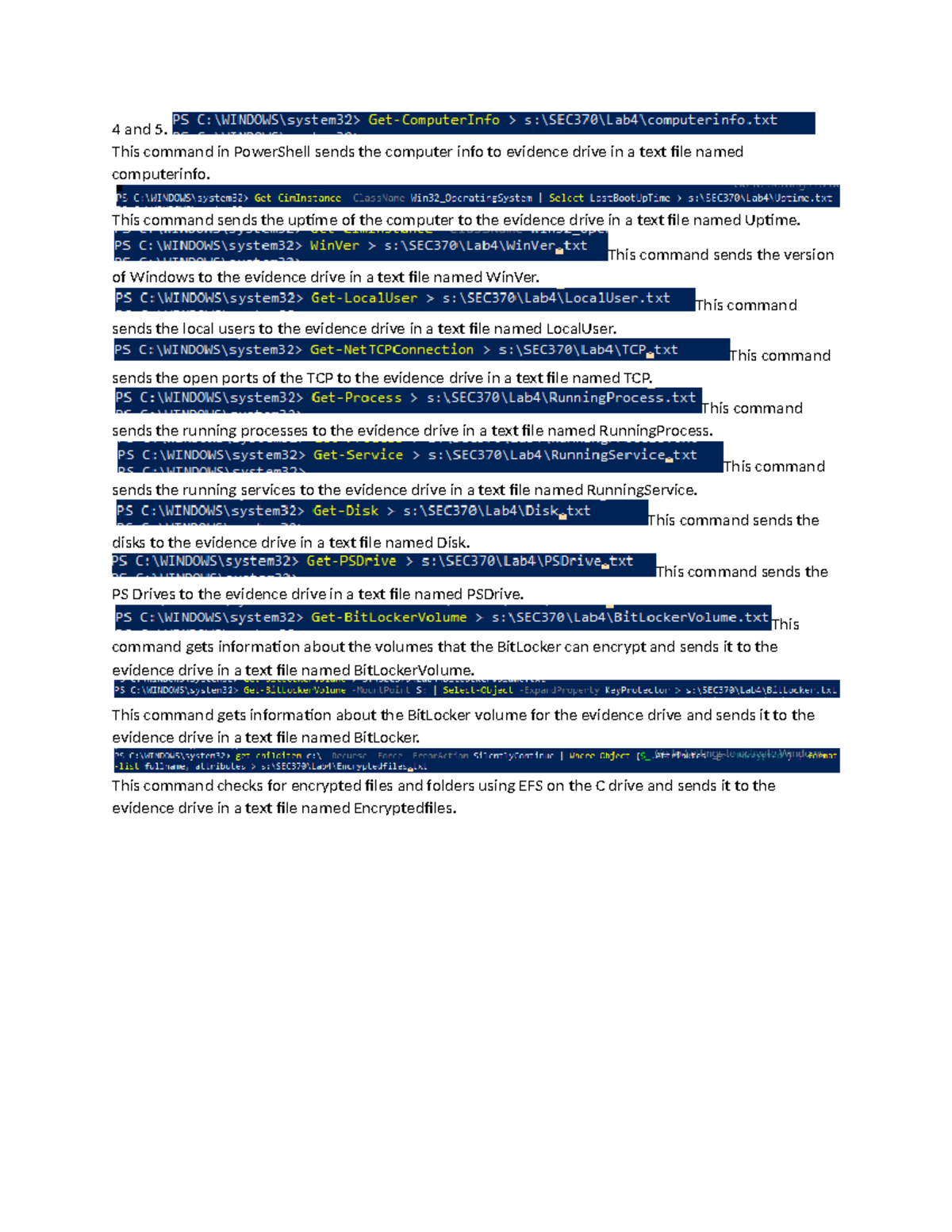 Week 2 Lab 4 - LAB 4 - 4 and 5. This command in PowerShell sends the ...