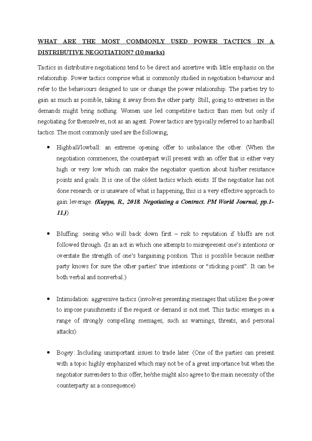 MN317 Hardball Tactics - WHAT ARE THE MOST COMMONLY USED POWER TACTICS ...