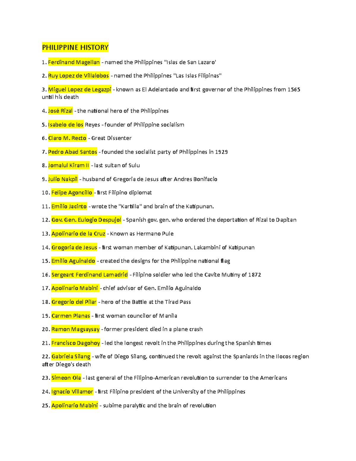 Ph.History Names-WPS Office - PHILIPPINE HISTORY Ferdinand Magellan ...