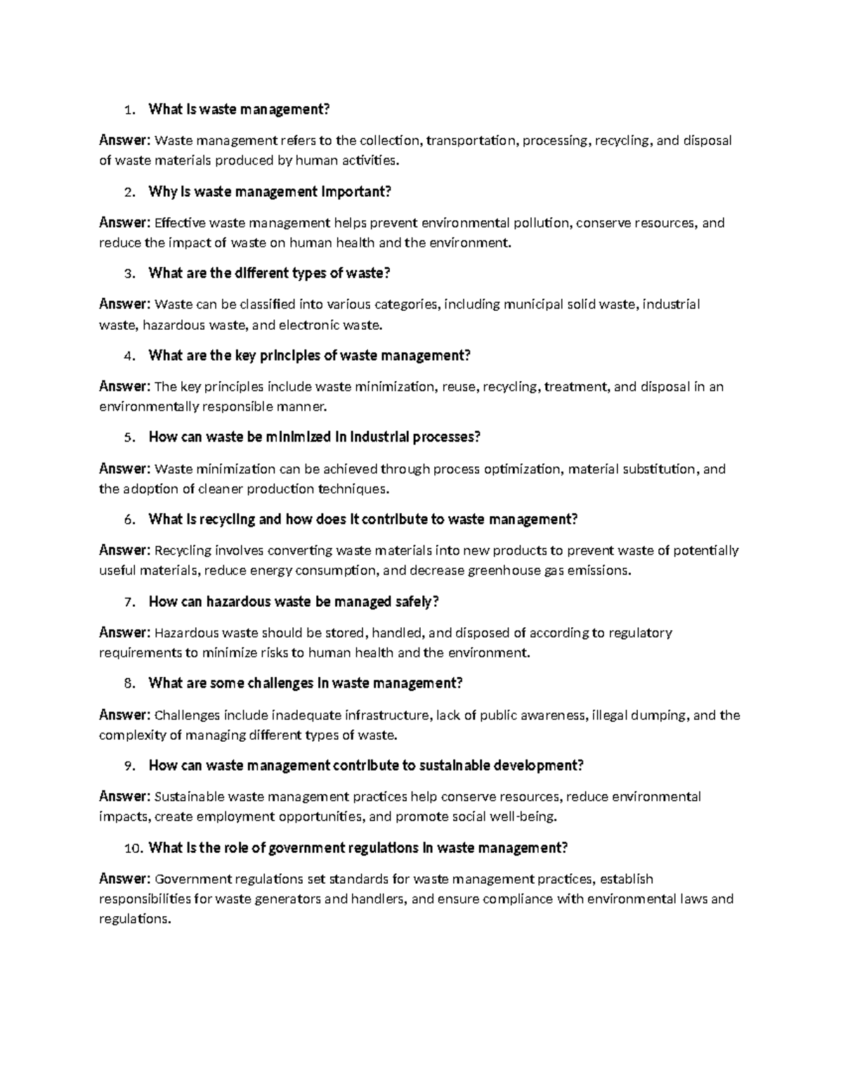 Assignment Solution - Waste Management - What is waste management ...