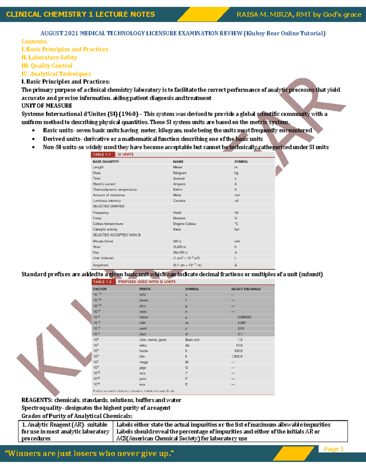CC Combined Notes ( Klubsy) - Page 1 AUGUST 2021 MEDICAL TECHNOLOGY ...