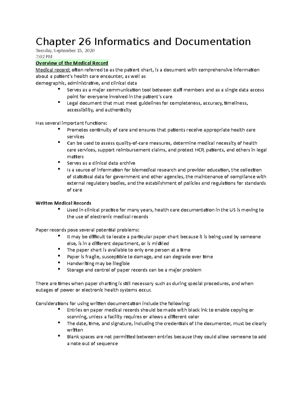 Chapter 26 Informatics and Documentation - Chapter 26 Informatics and ...