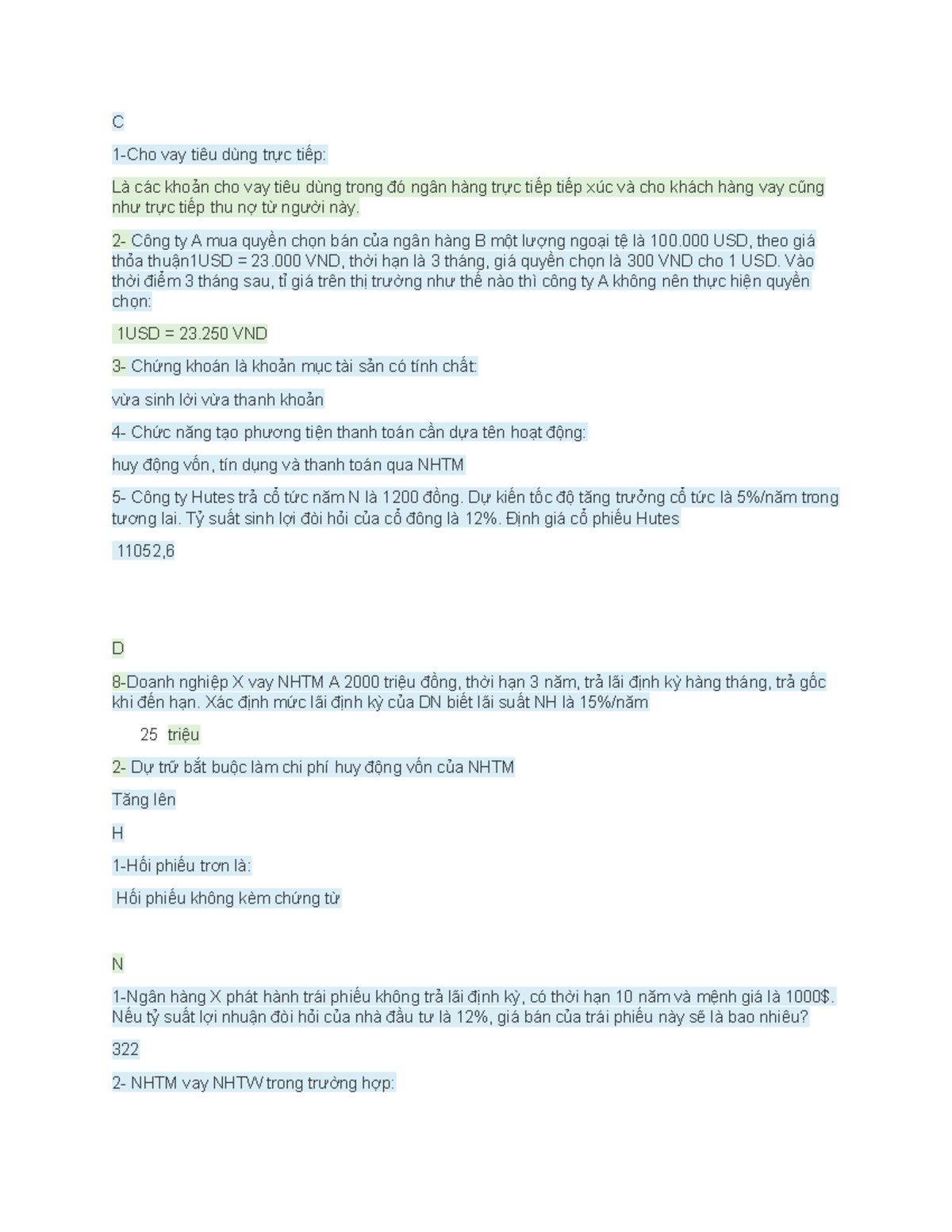 Ngân hàng thương mại - C 1-Cho vay tiêu dùng trực tiếp: Là các khoản cho vay tiêu dùng trong đó ...